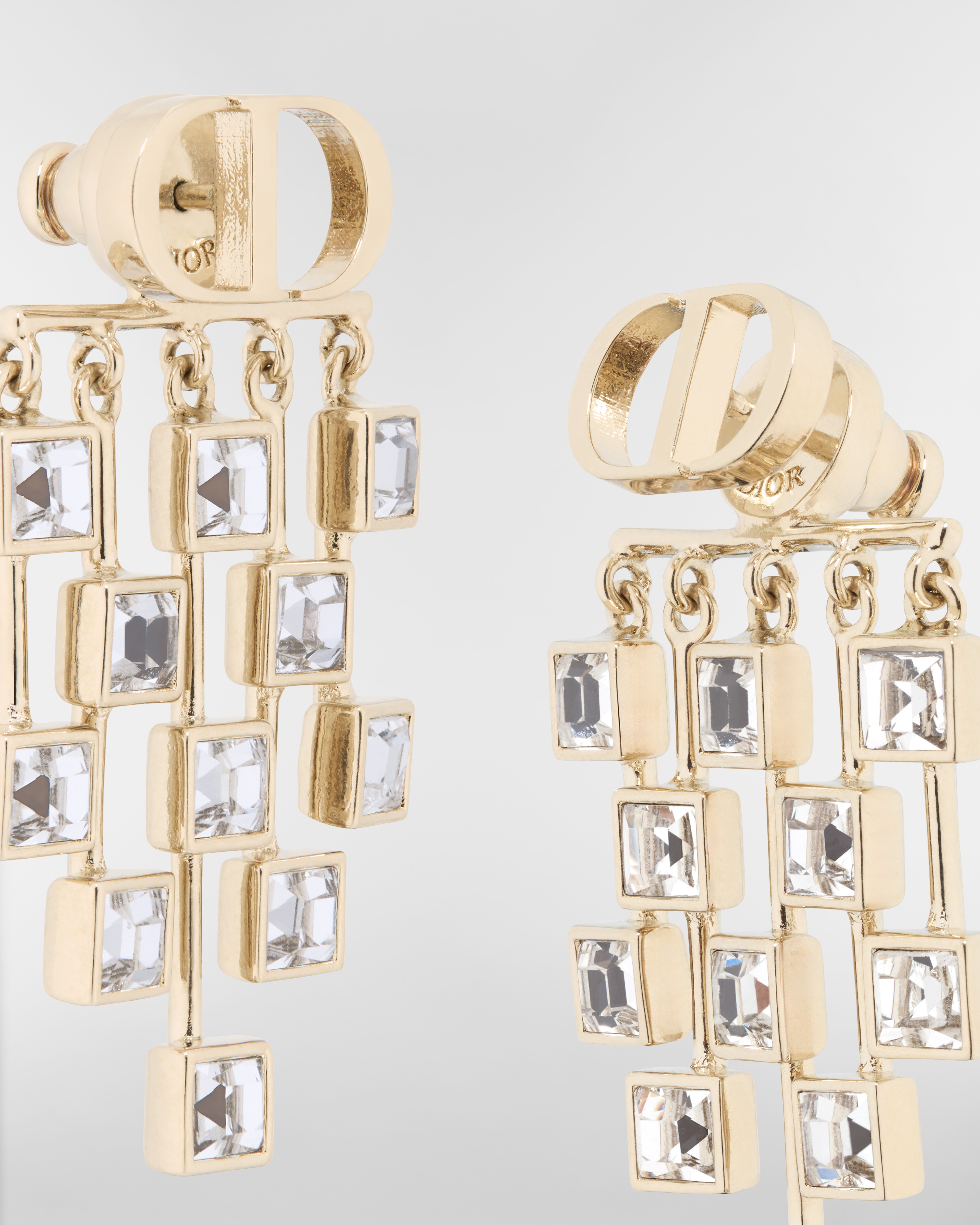 Dior Deco Earrings Pale Gold-Finish Metal and White Crystals | DIOR