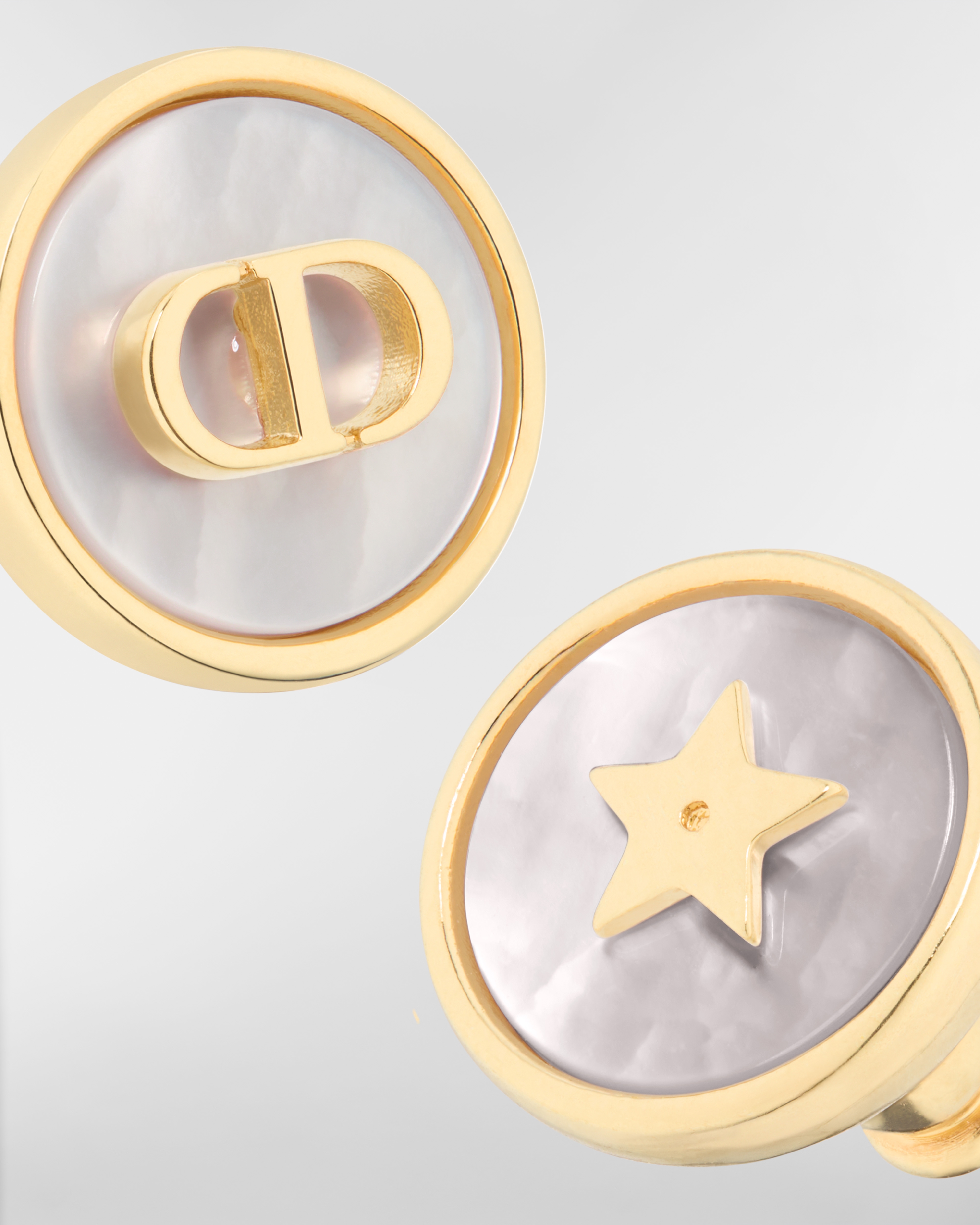D-Luck Stud Earrings Gold-Finish Metal and White Mother-of-Pearl | DIOR