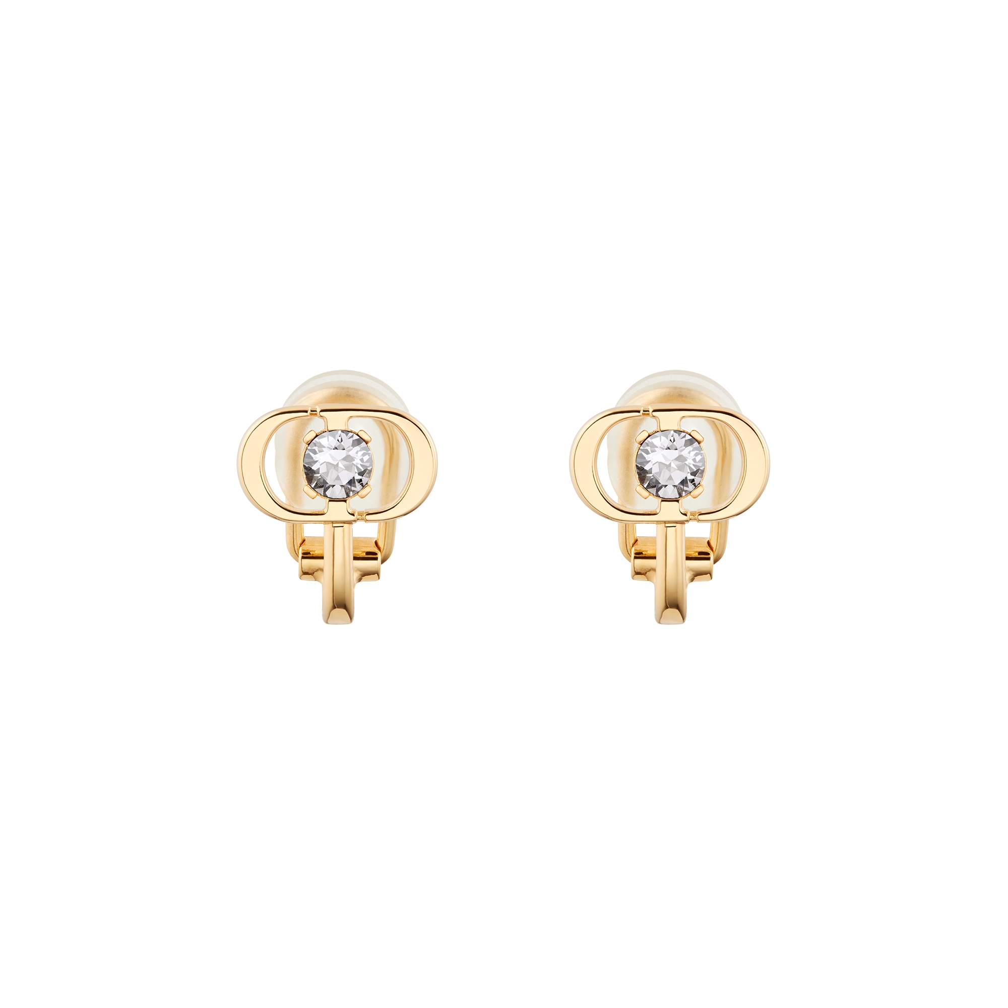 Petit CD Jolie Clip-On Stud Earrings Gold-Finish Metal and Silver-Tone ...