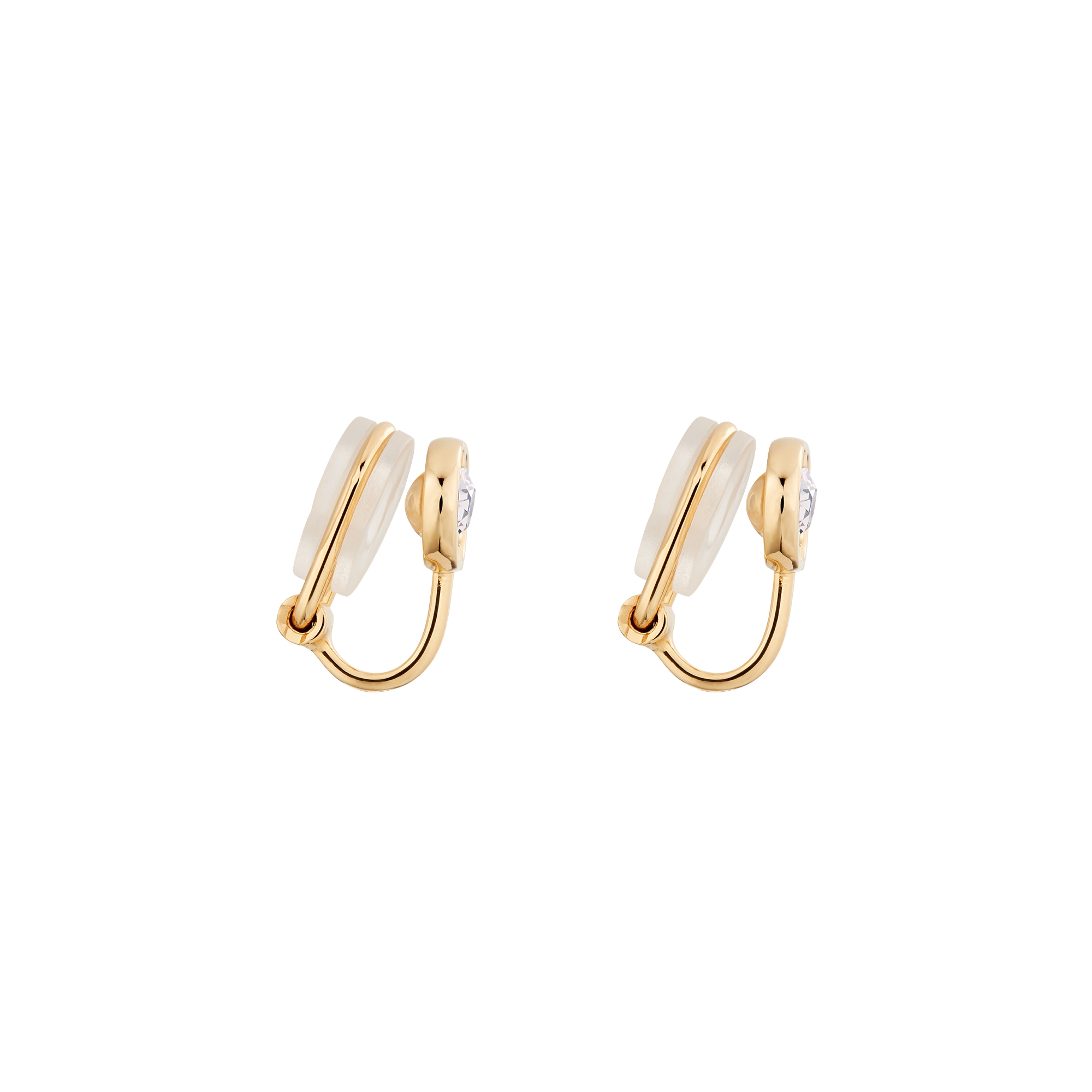 Petit CD Jolie Clip-On Stud Earrings Gold-Finish Metal and Silver-Tone ...