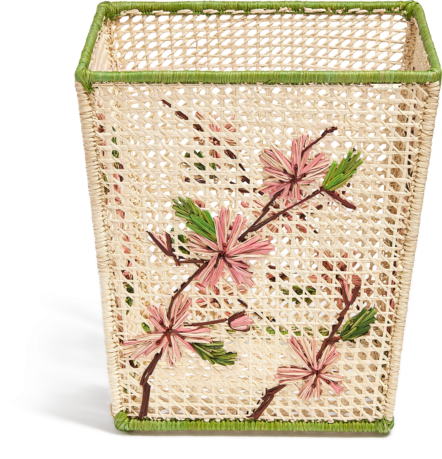 Basket Pink and Green Les Cerisiers Natural Raffia | DIOR