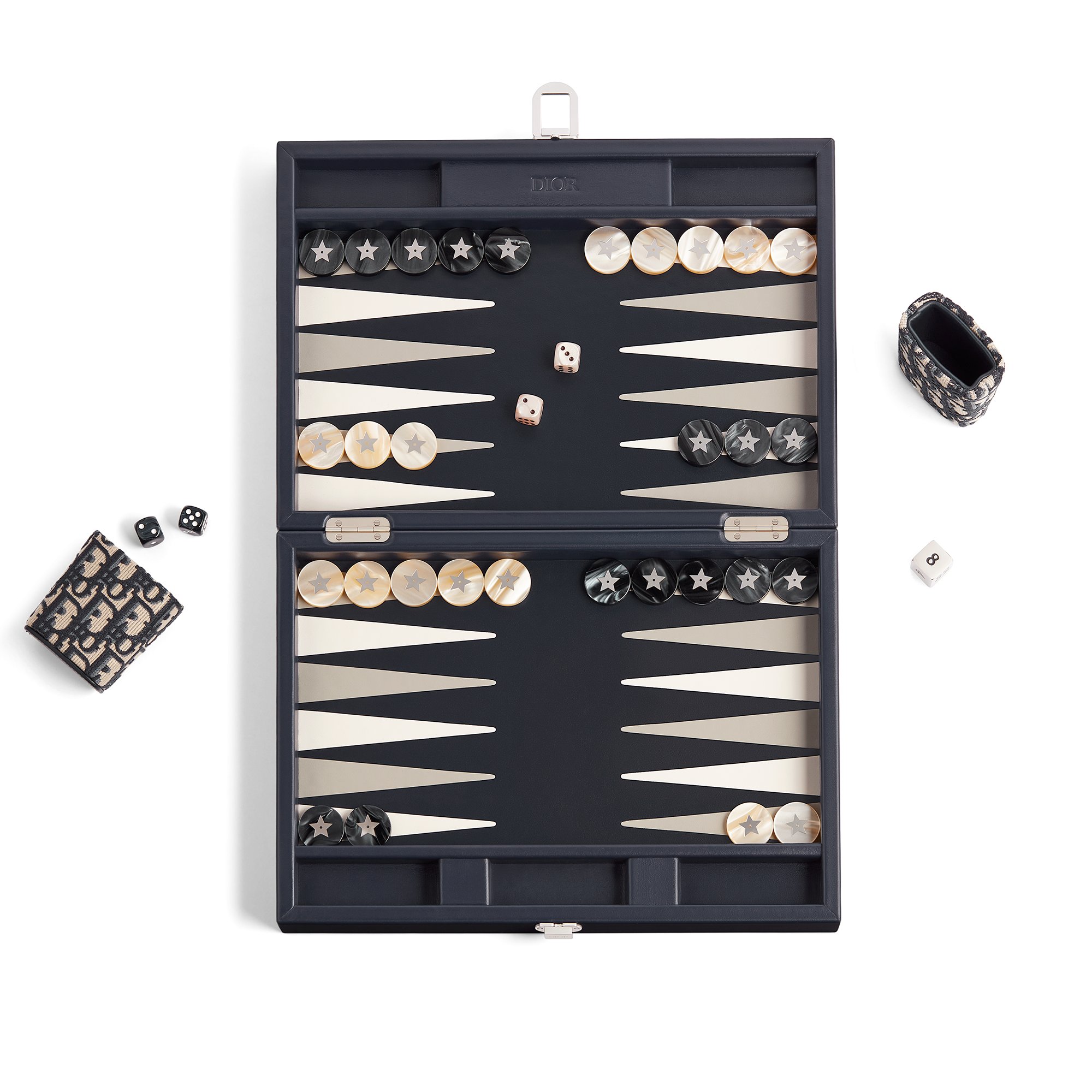 Large Embroidered Backgammon Blue Dior Oblique | DIOR