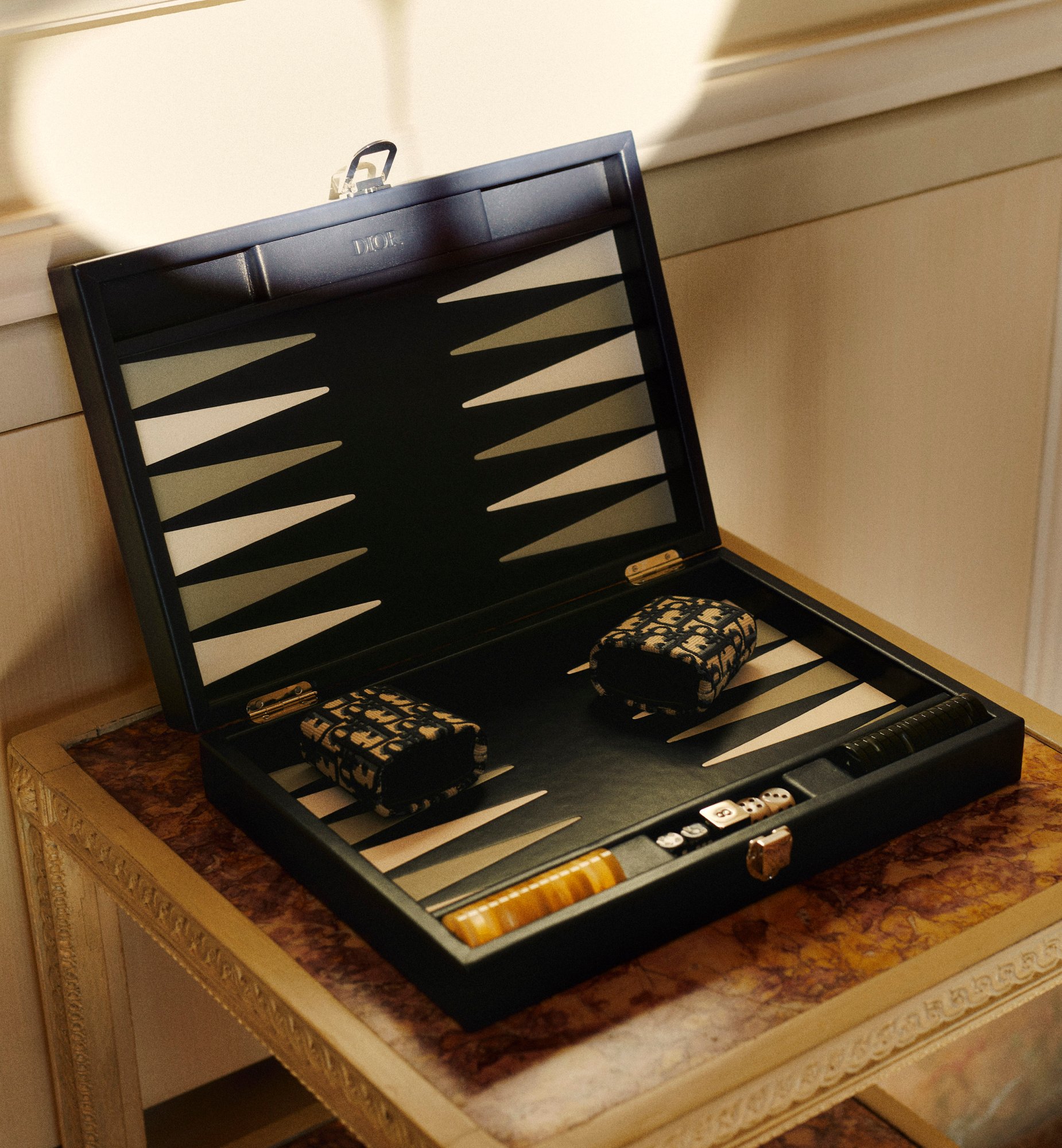 Large Embroidered Backgammon Blue Dior Oblique | DIOR
