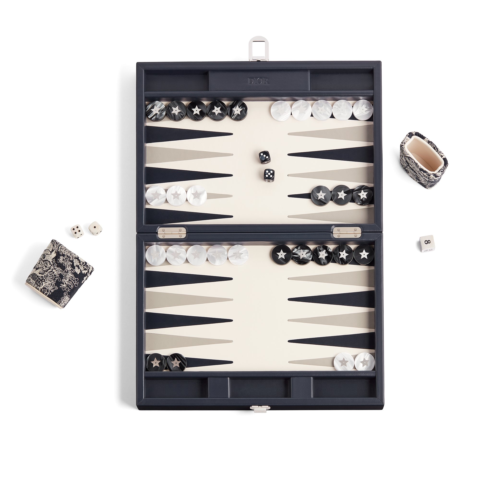 Large Embroidered Backgammon Blue Toile de Jouy | DIOR