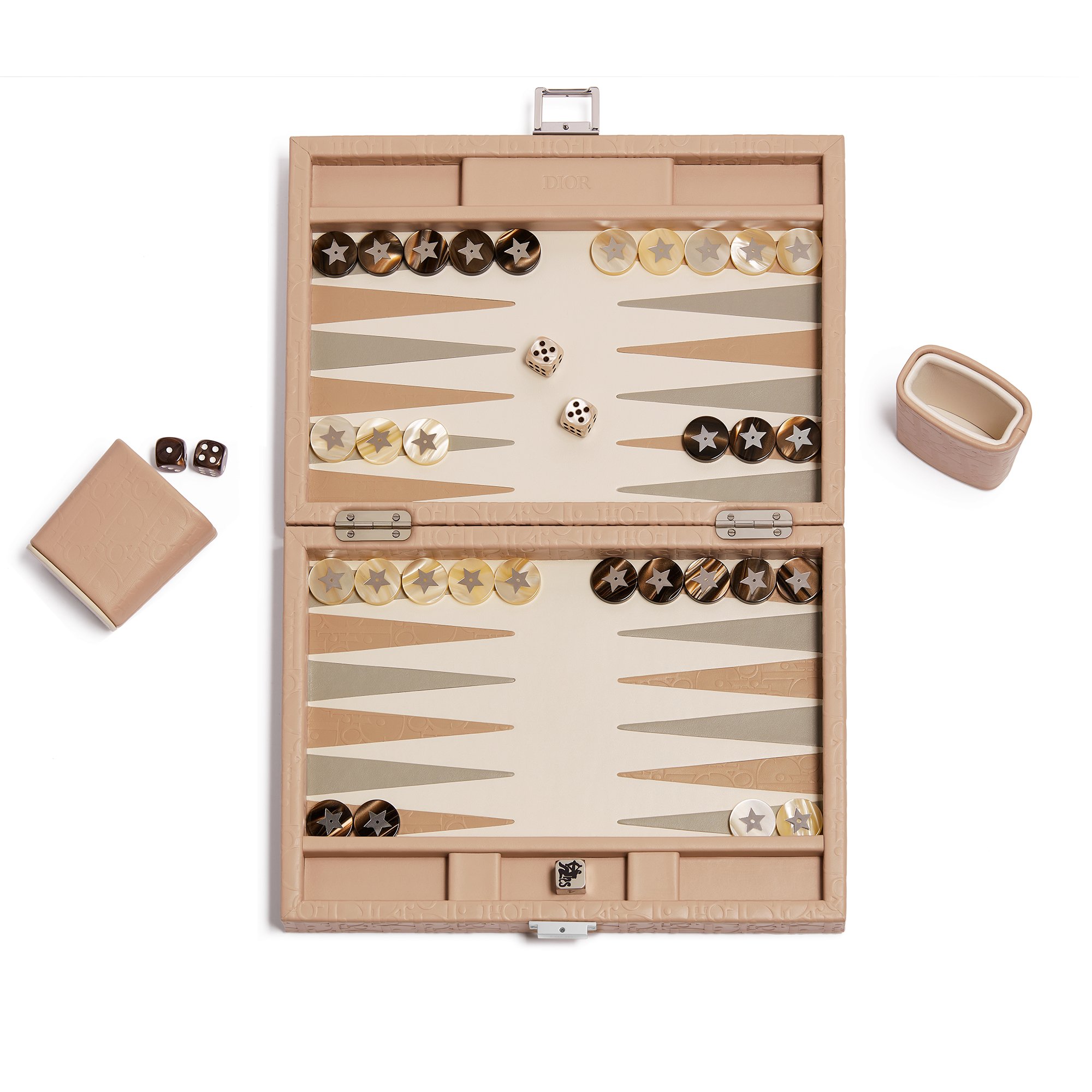 Small Leather Backgammon Powder Pink | DIOR