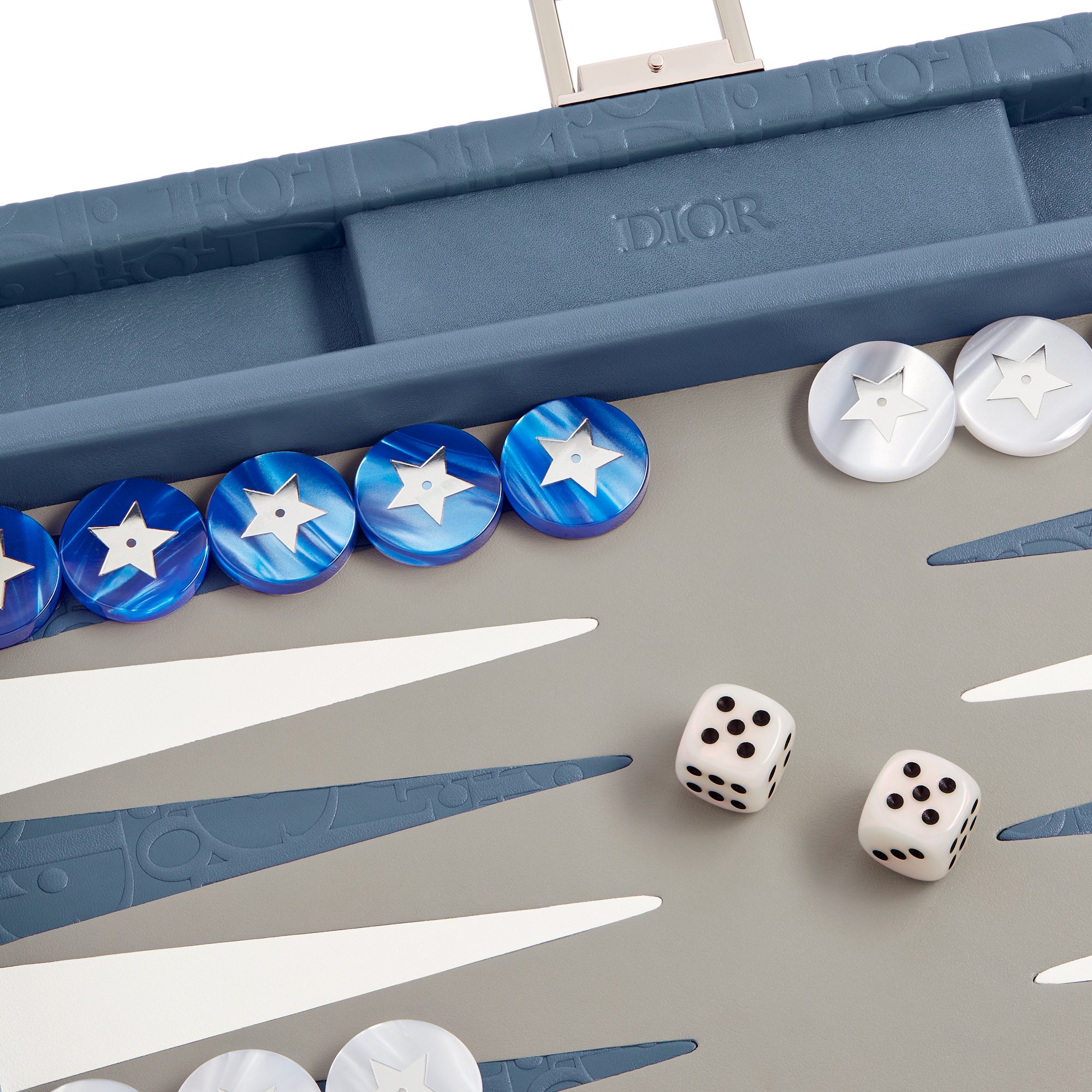 Small Leather Backgammon Blue Dior Oblique | DIOR