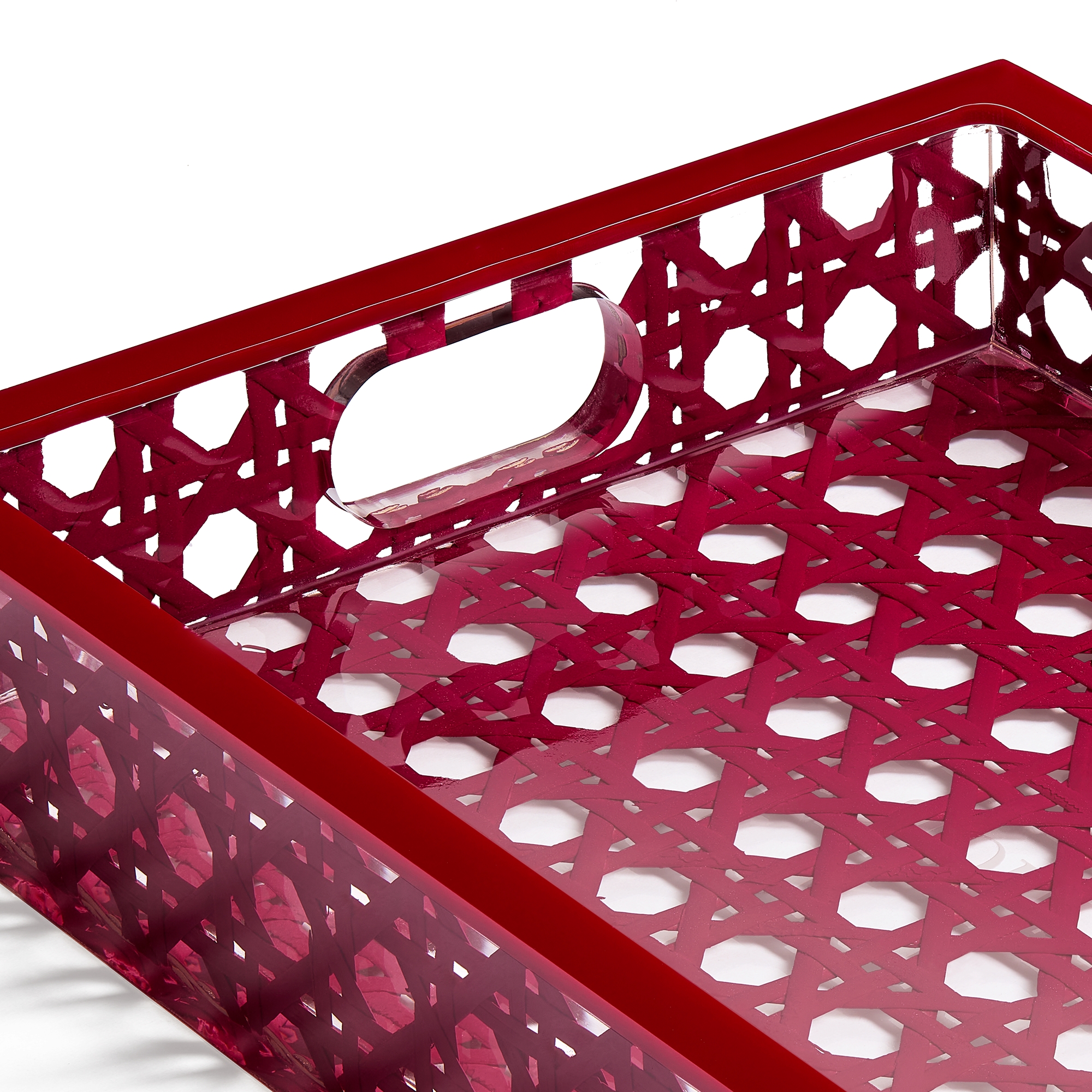 Small Tray Red Cannage Provence Resin and Rattan | DIOR
