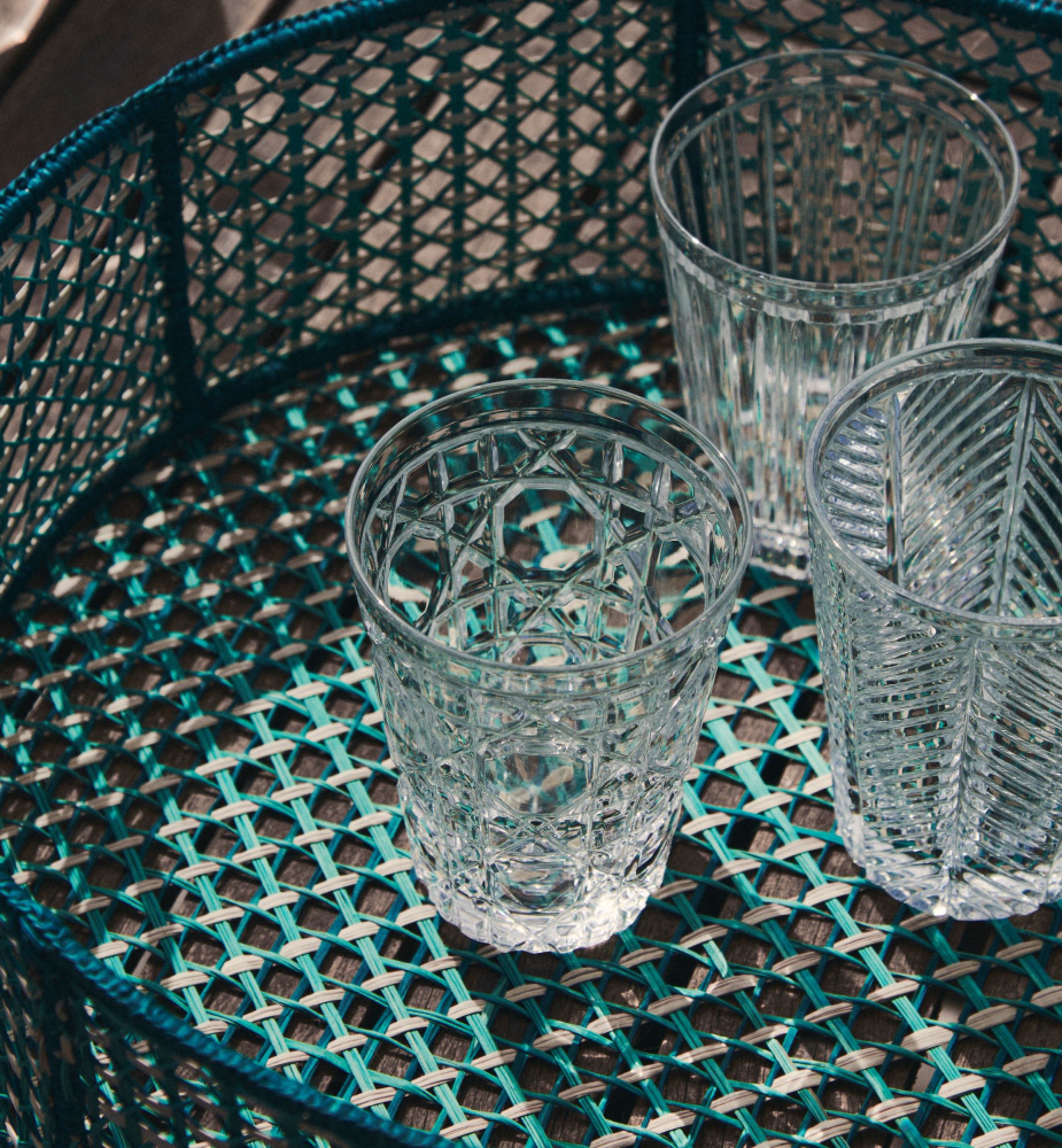 Round Tray La Vague, Blue Raffia | DIOR