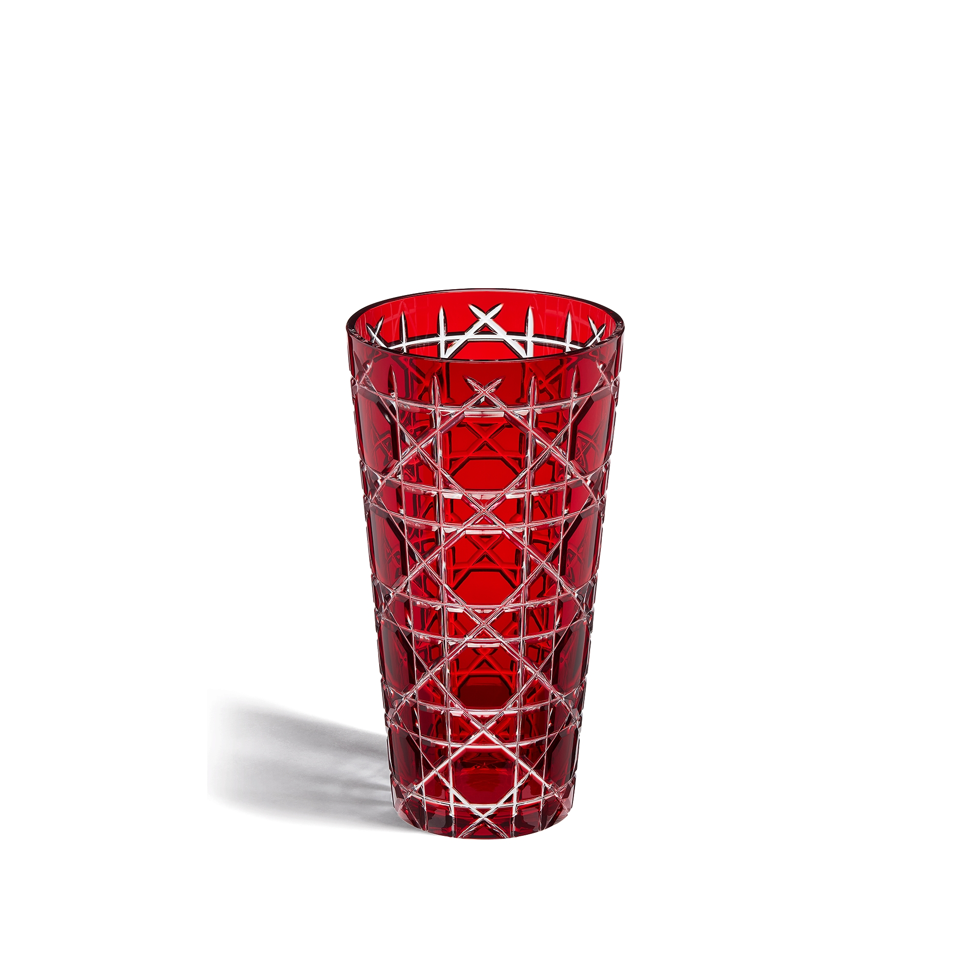 Conical Vase Red Crystal with Cannage Motif | DIOR