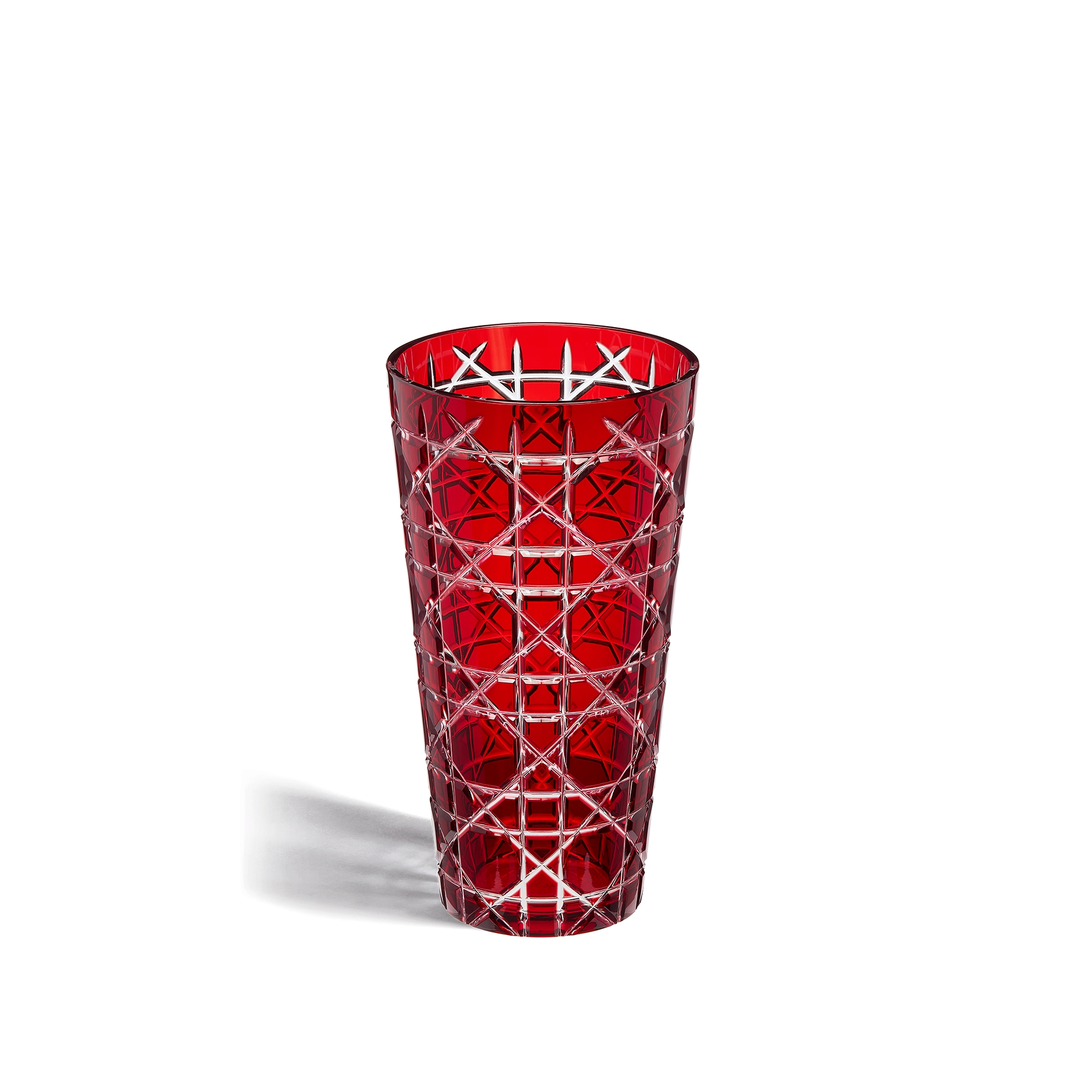 Conical Vase Red Crystal with Cannage Motif | DIOR