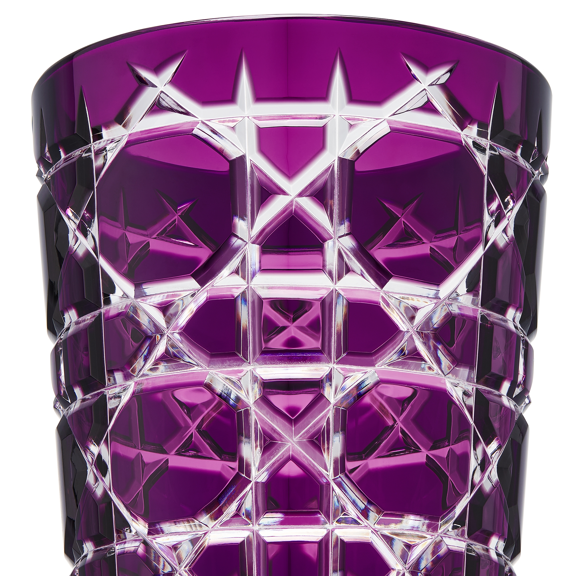 Conical Vase Transparent Purple Crystal with Cannage Motif | DIOR