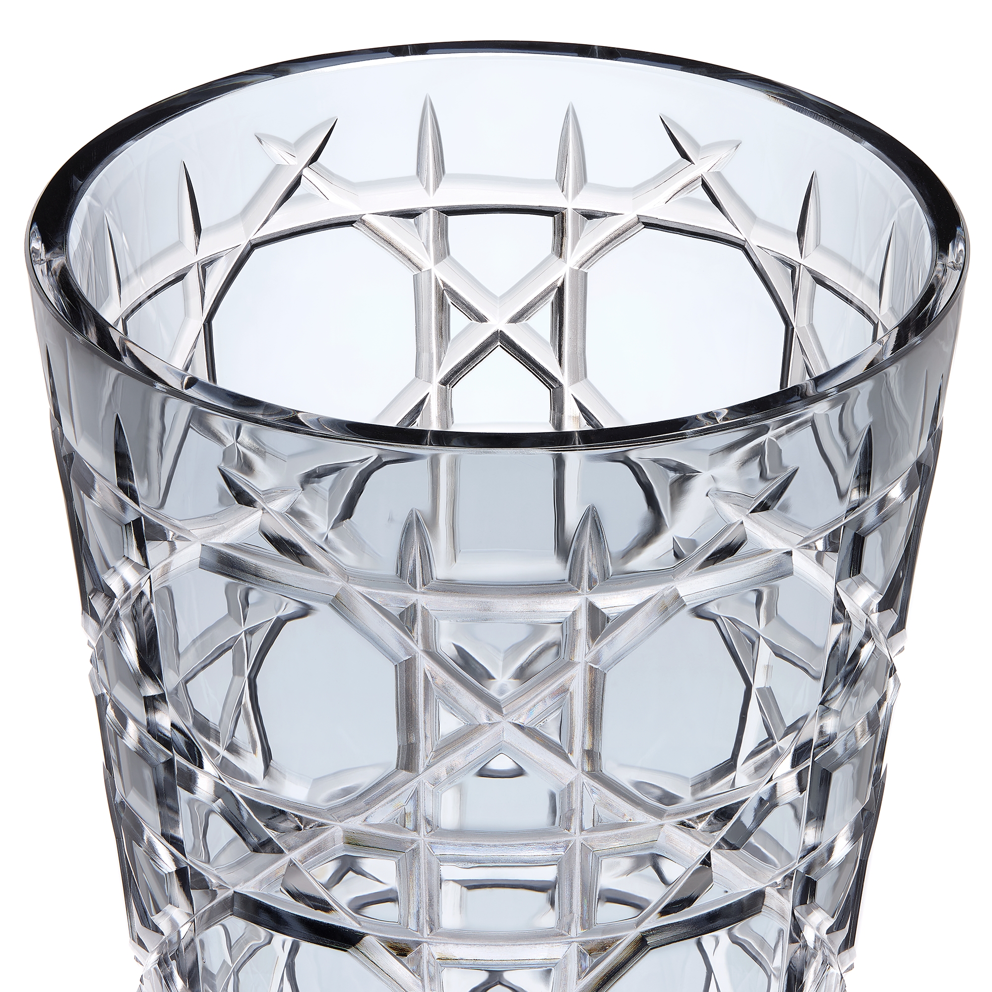 Vase conique Cristal transparent gris à motif Cannage | DIOR