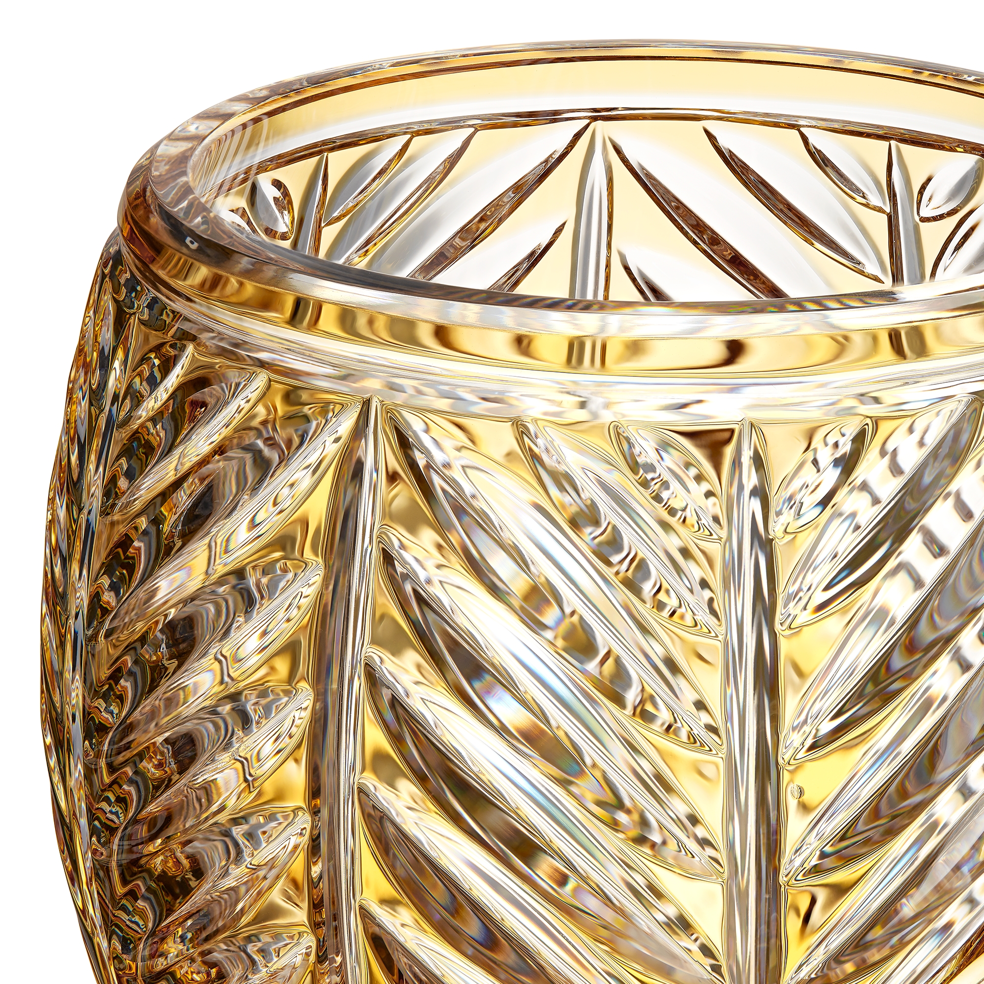 Round Vase Transparent Amber Crystal with Chevrons Motif | DIOR