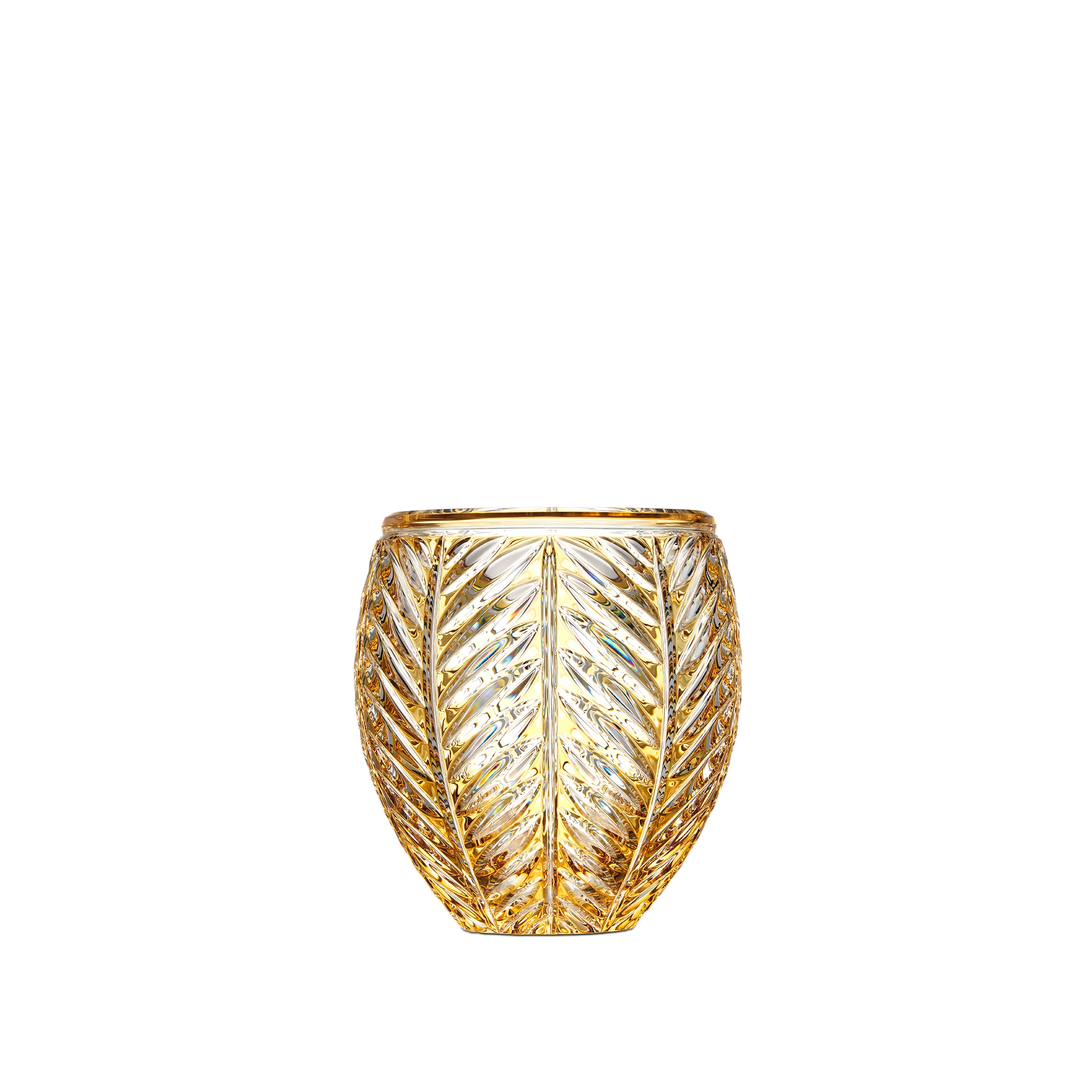 Round Vase Transparent Amber Crystal with Chevrons Motif | DIOR