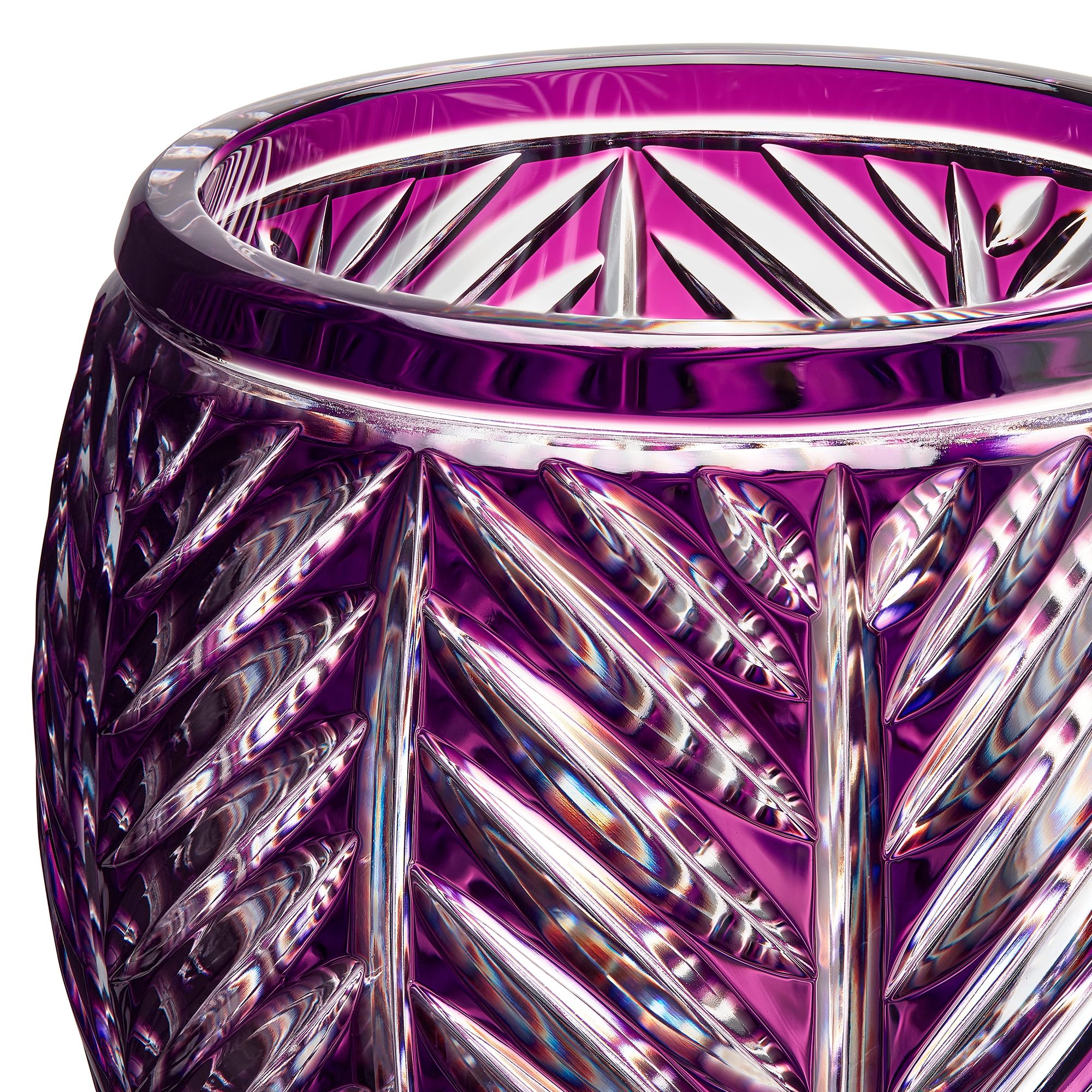 Ronde vaas Transparant paars kristal met Chevrons-motief | DIOR