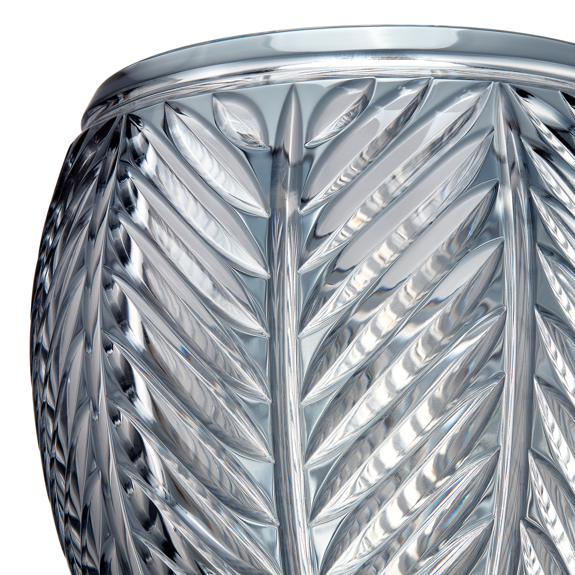 Ronde vaas Transparant grijs kristal met Chevrons-motief | DIOR