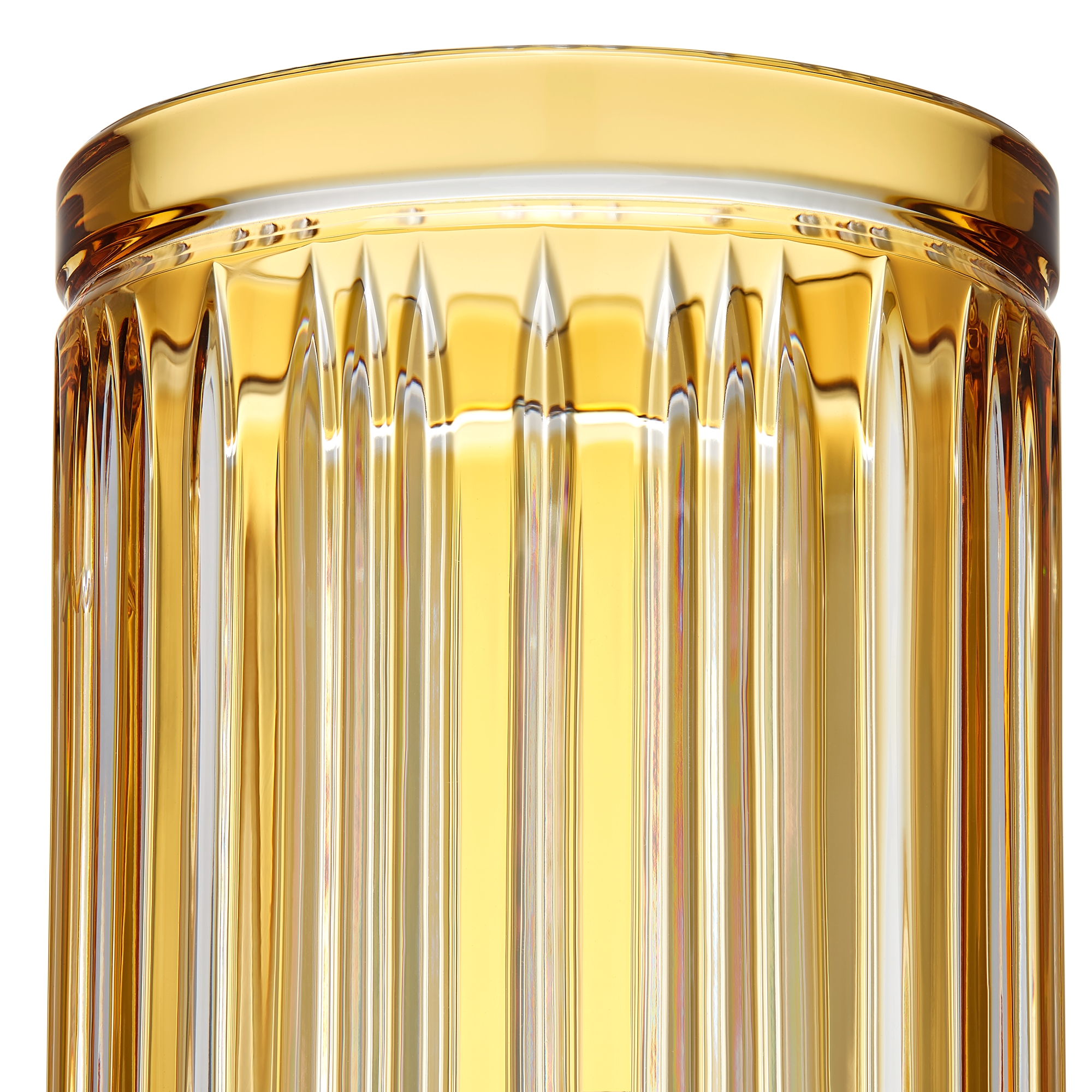 Cylindrical Vase Transparent Amber Crystal with Rayures Motif | DIOR