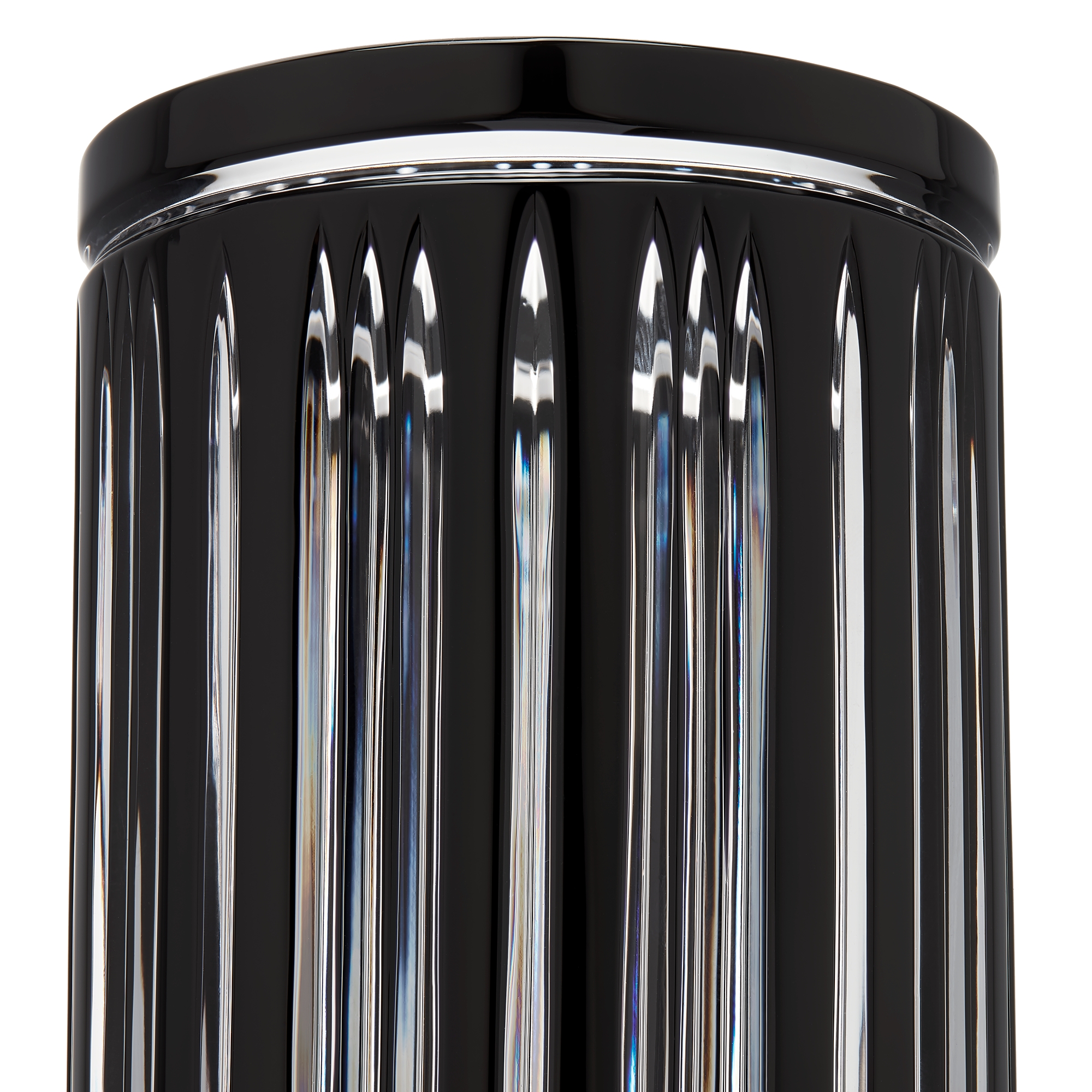 Cilindrische vaas Transparant zwart kristal met gestreept motief | DIOR