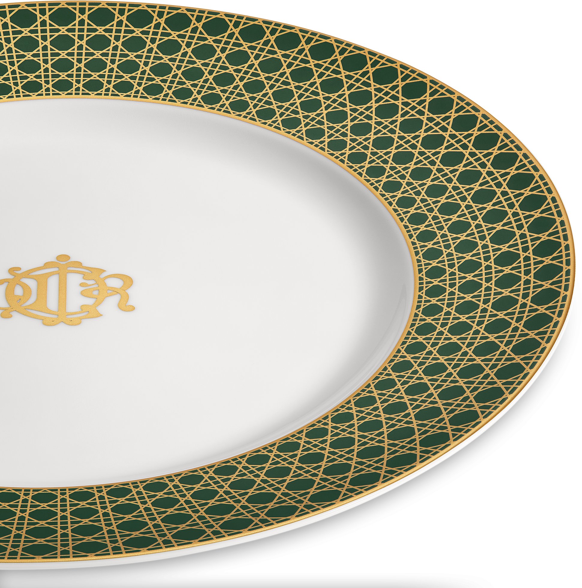 Dinner Plate White Limoges Porcelain with Green and 24-Carat Gold ...
