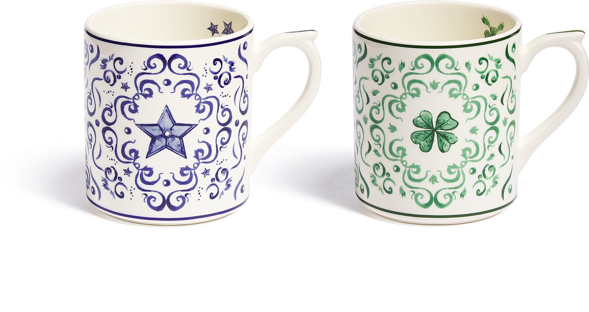 Zwei Becher mit Klee und Stern im Set Keramik mit Klee- und Sternmotiv ...