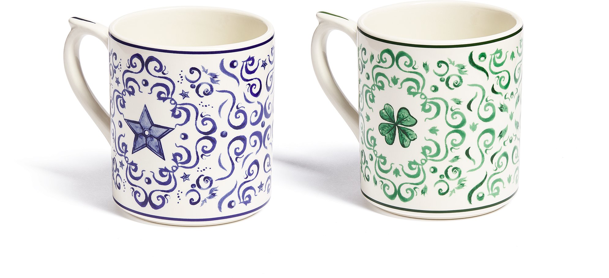 Set of Two Mugs, Clover and Star Ceramic with Clover and Star Motifs | DIOR
