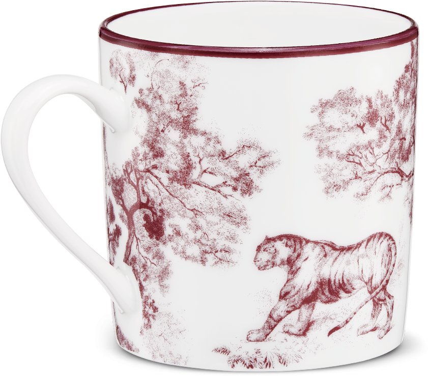Coffee Cup Burgundy Toile de Jouy Tiger | DIOR