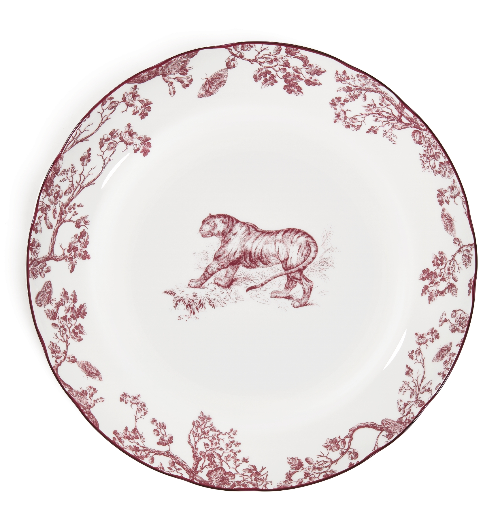 Deep Round Platter Burgundy Toile de Jouy | DIOR