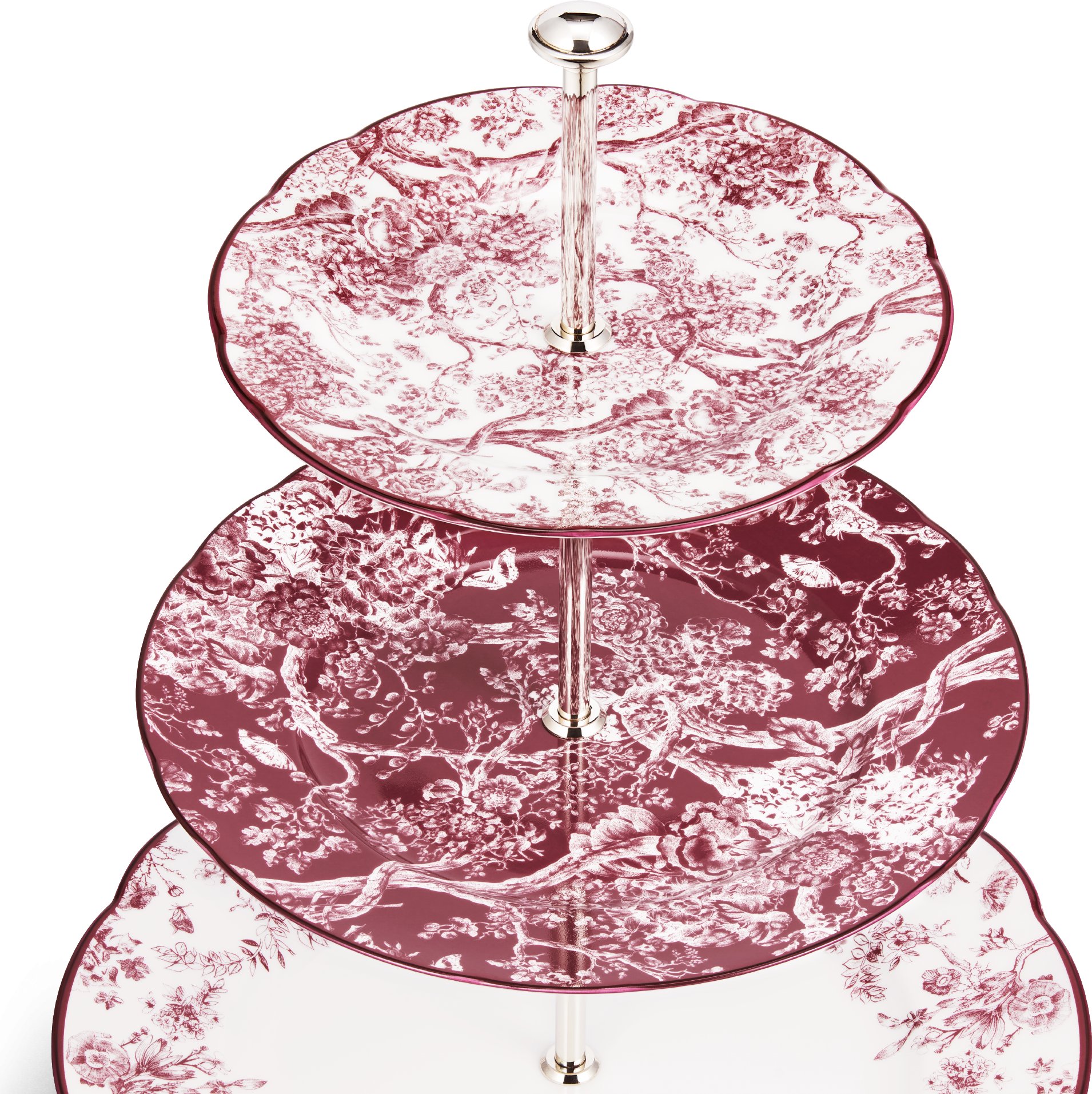 Three-Tiered Cake Stand Burgundy Toile de Jouy | DIOR