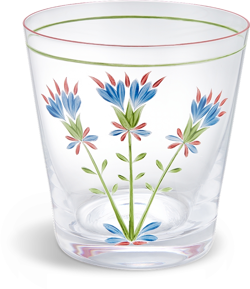 Hand-Painted Water Glass Green and Blue Lotus | DIOR