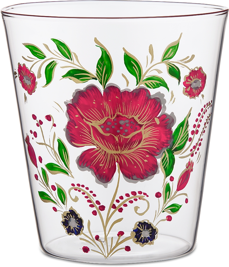 Hand-Painted Water Glass Red Roses d'Hiver | DIOR