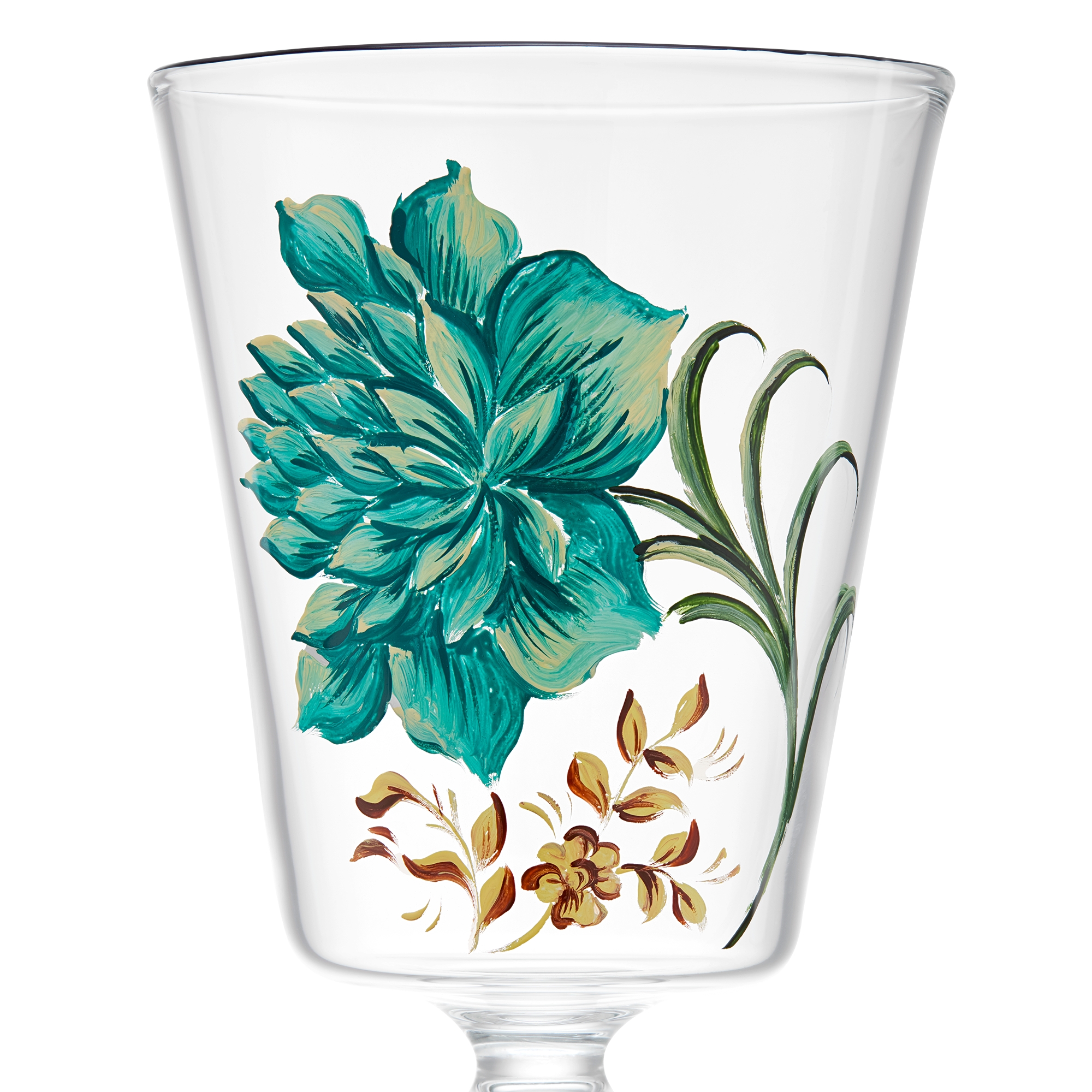 Wine Glass Glass with Multicolor Thistle Motif | DIOR