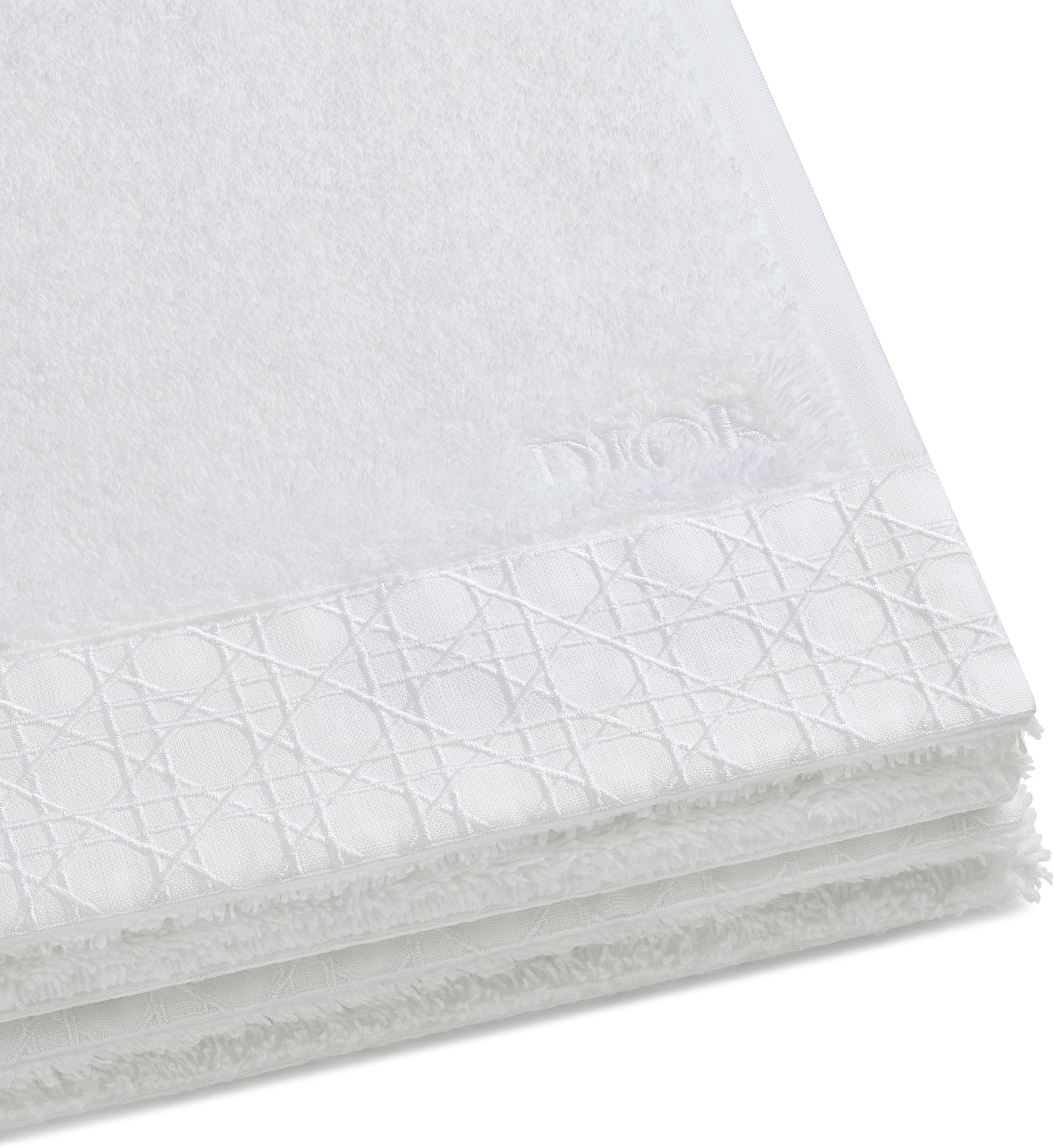 Bath Towel White Woven Cannage Band | DIOR