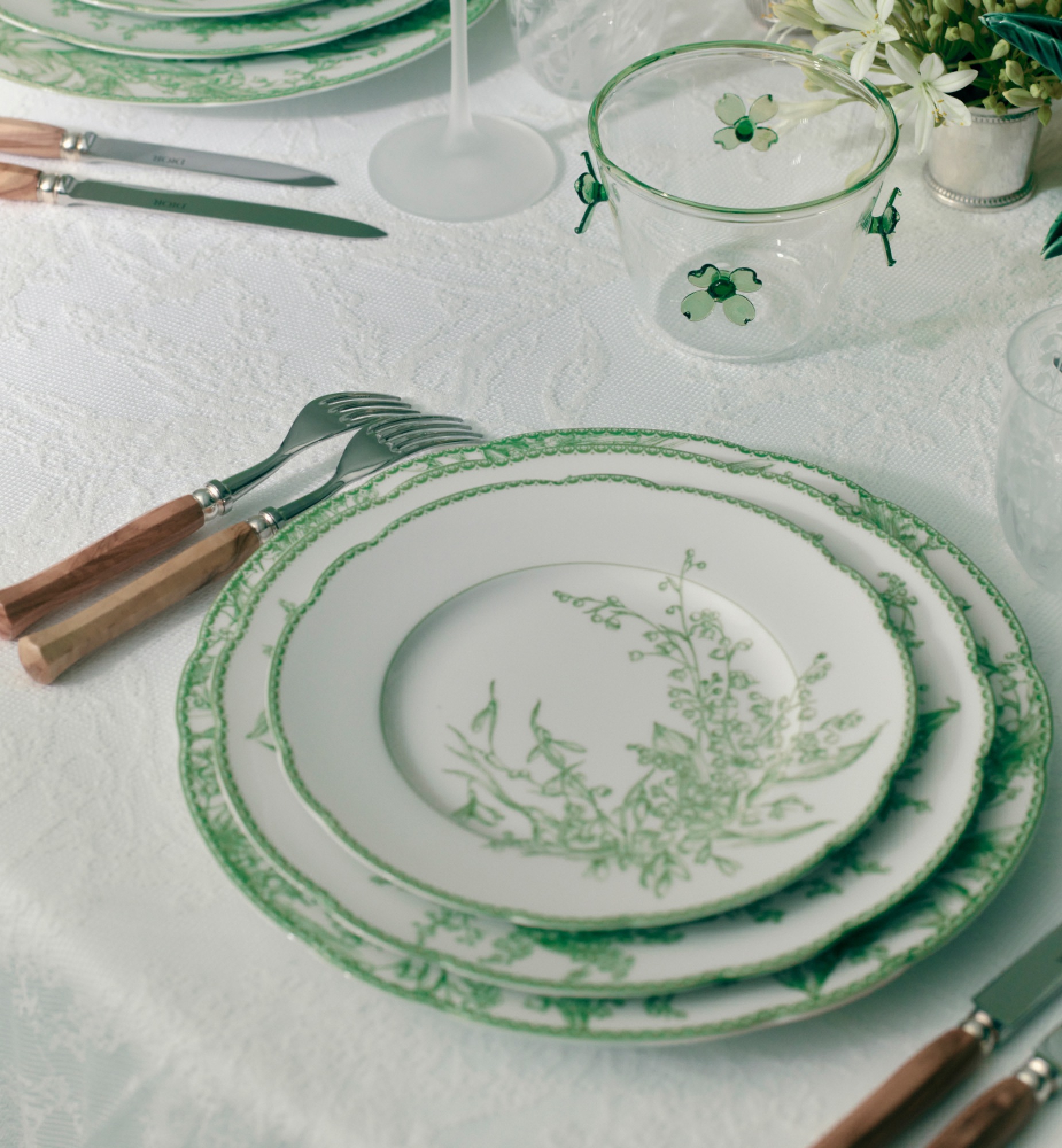 Rectangular Lace Tablecloth Lily of the Valley, White | DIOR