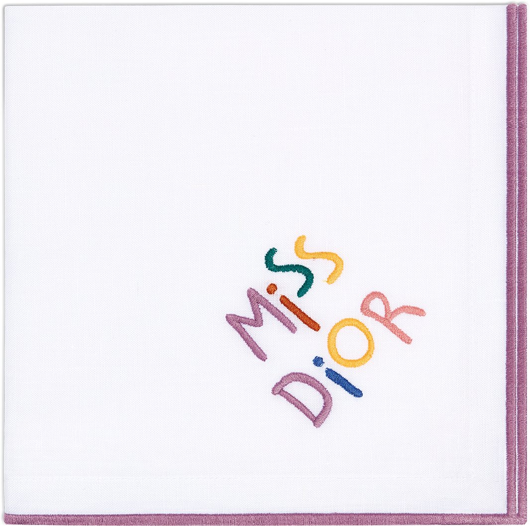 Coffret De 6 Serviettes De Table Lin Blanc Brodé De Différents Messages