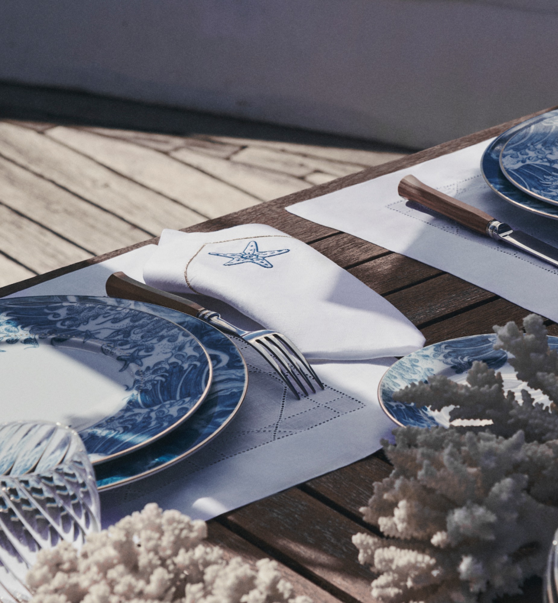 Embroidered Napkin La Vague, Blue | DIOR