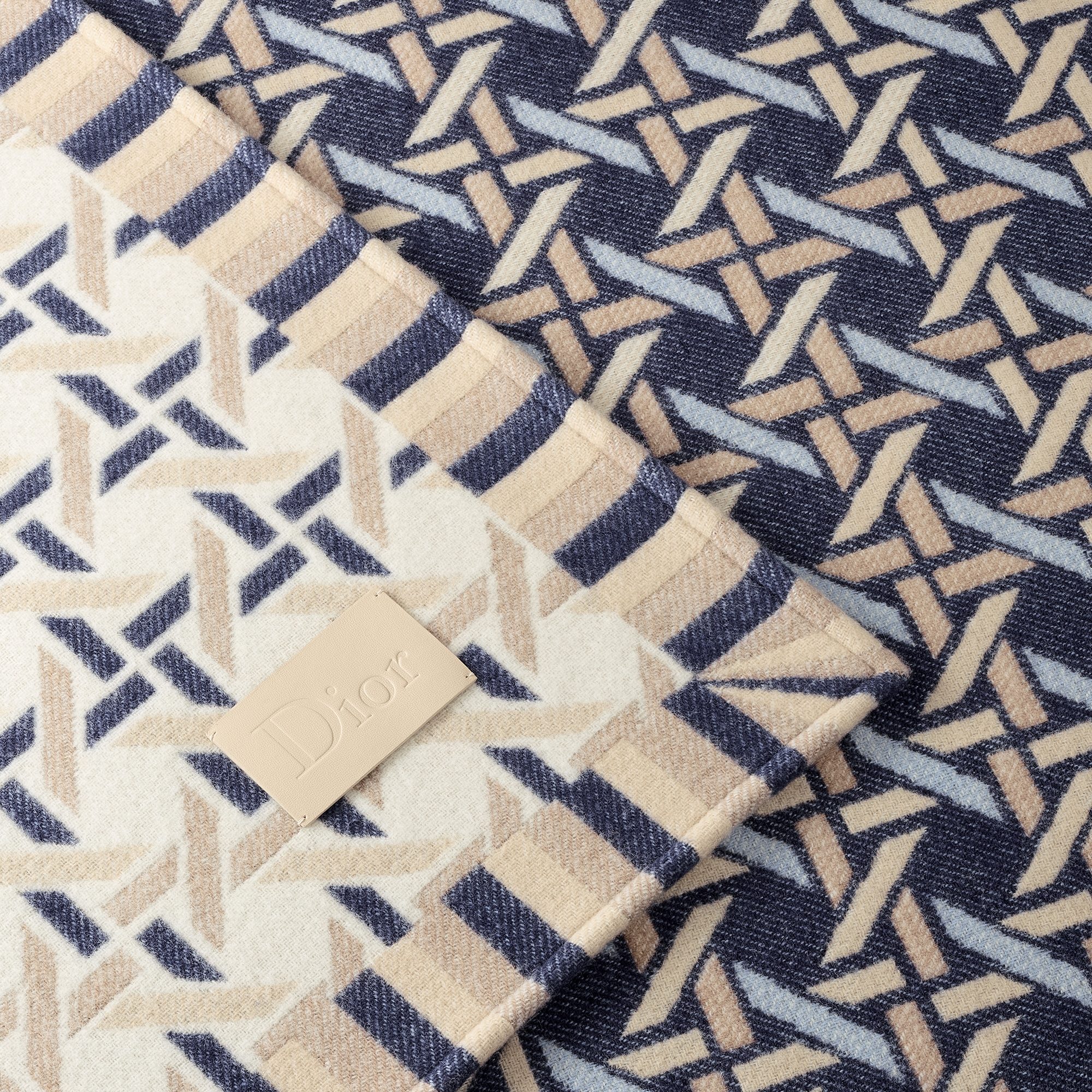 Decke Woll- und Kaschmirjacquard mit Cannage Tartan-Muster in Blau | DIOR