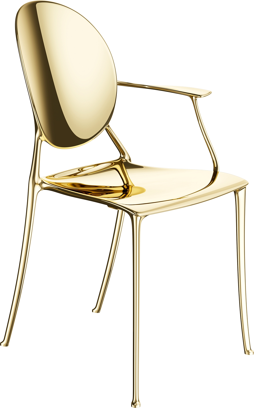 Miss Dior Chair DIOR BY STARCK, Polished Aluminum Gold, 1 Armrest | DIOR