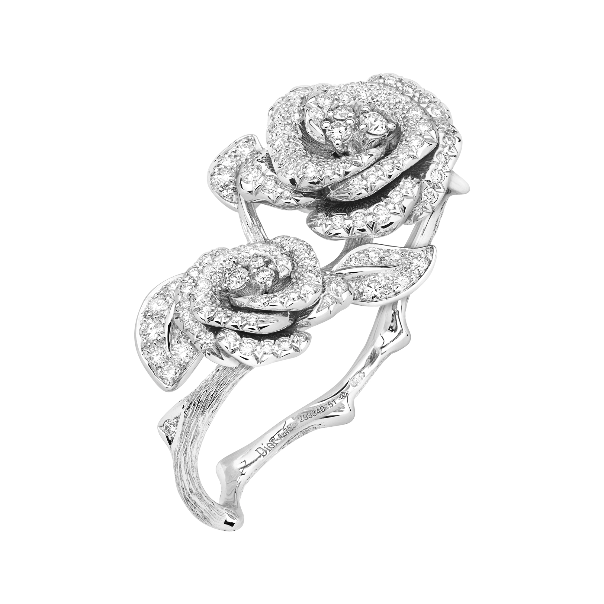 Large Rose Dior Bagatelle Double Ring White Gold and Diamonds | DIOR