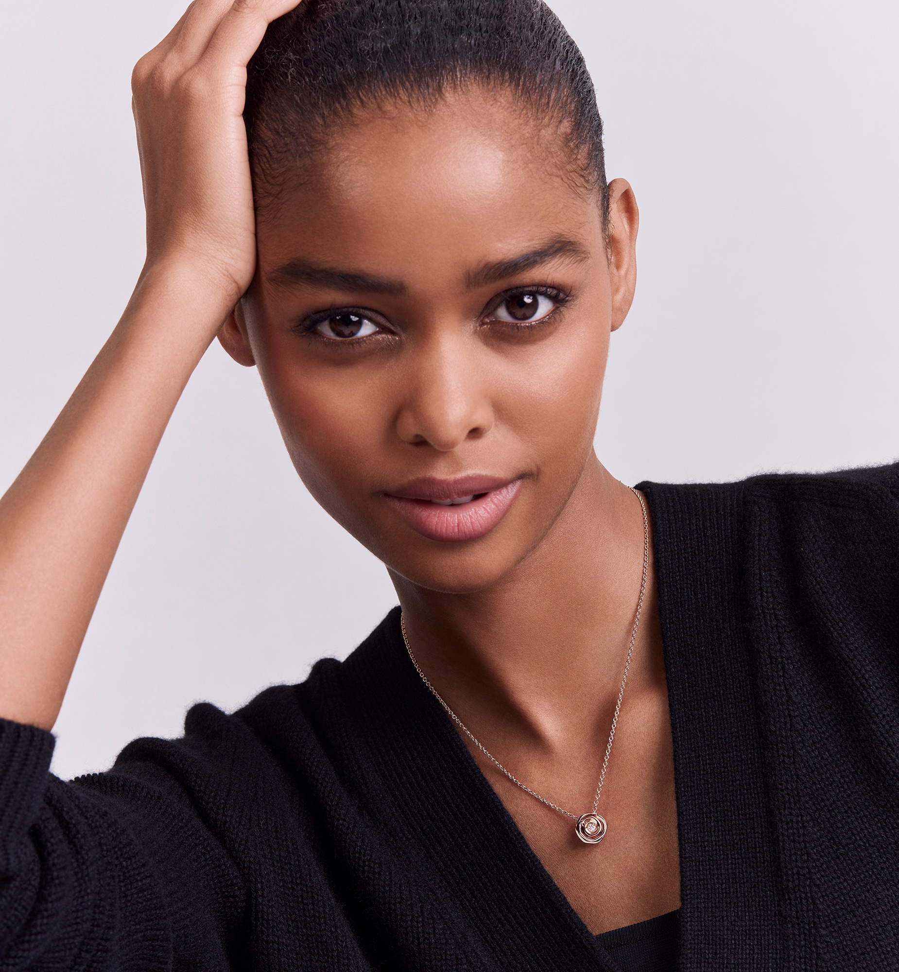 Large Rose Dior Couture Necklace Pink Gold and Diamonds | DIOR