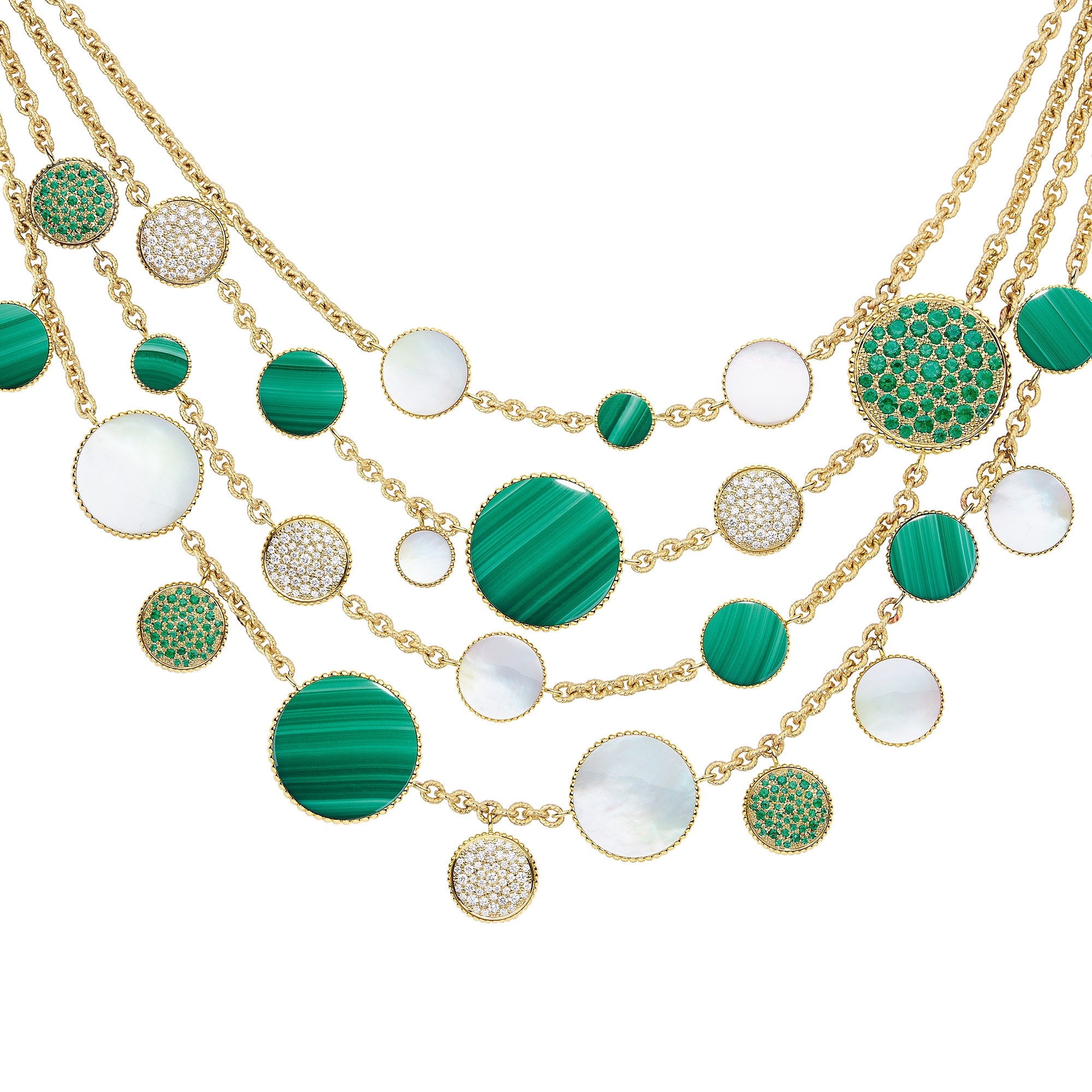 Rose des Vents Plastron-Halskette Rosé- und Gelbgold, Diamanten ...