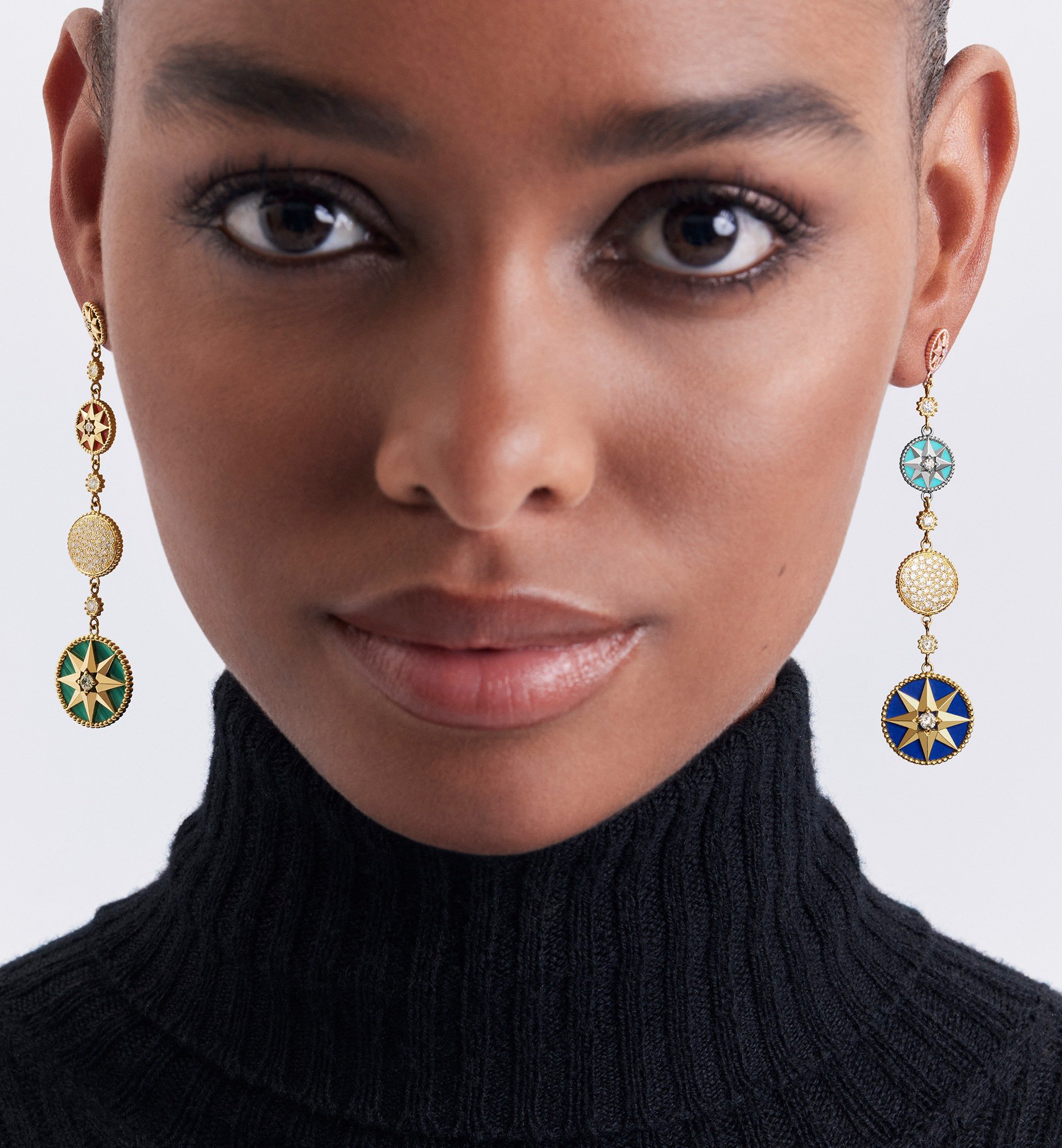 Rose des Vents-oorbellen Geel-, rosé- en witgoud, diamanten en ...