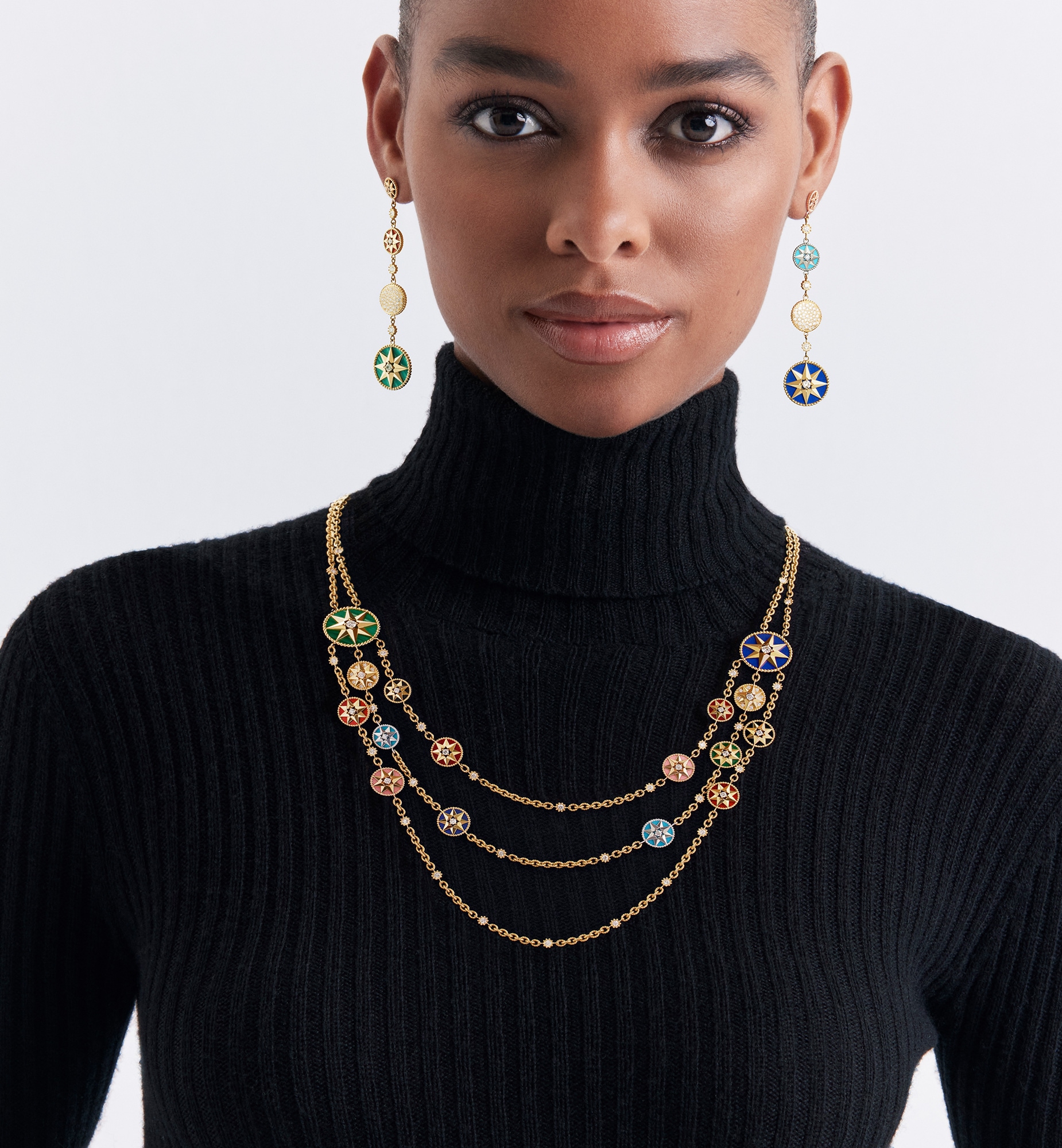 Colar Rose des Vents Ouro amarelo, ouro rosa, ouro branco, diamantes e ...