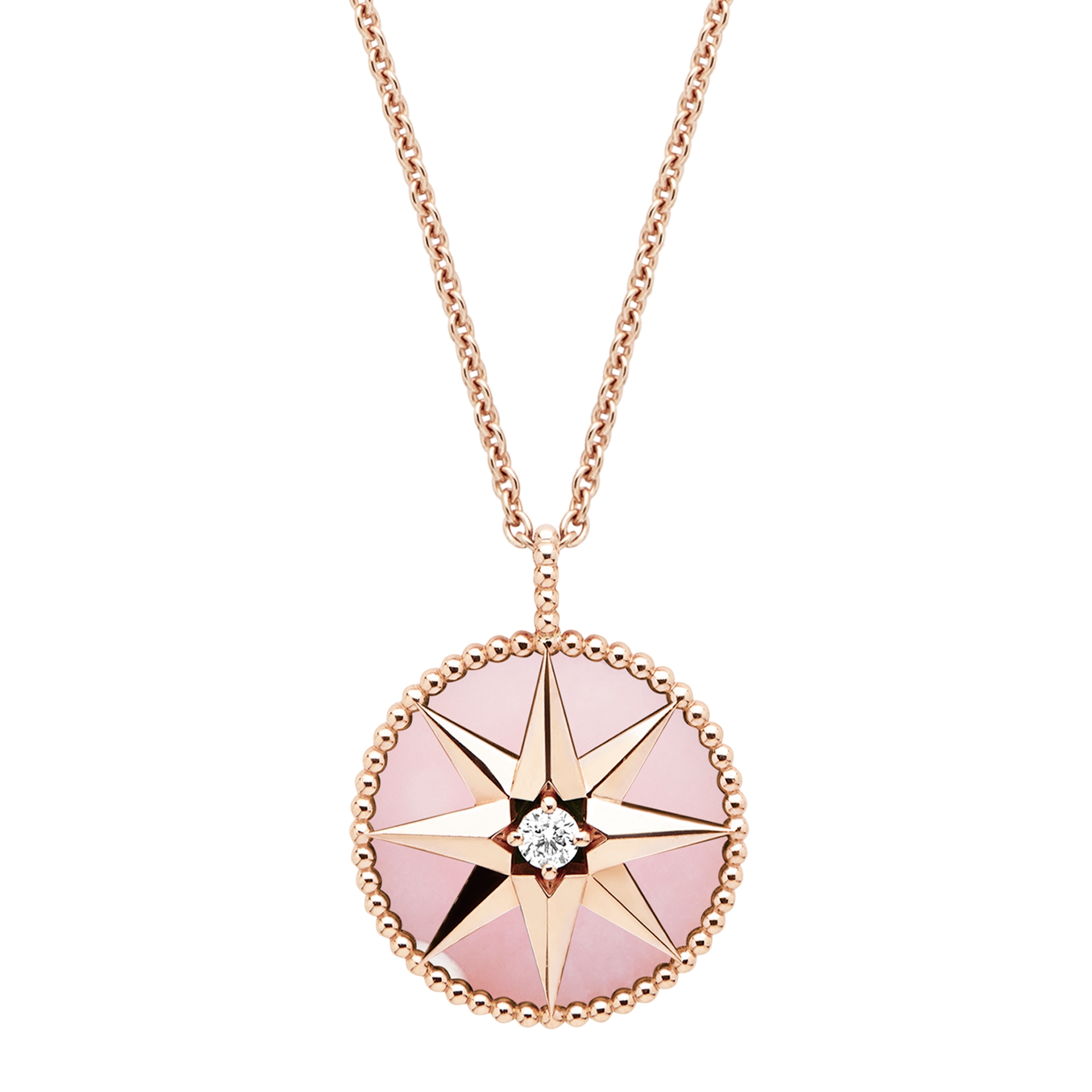 Medalhão Rose des Vents grande Ouro rosa, diamante e opala rosa | DIOR