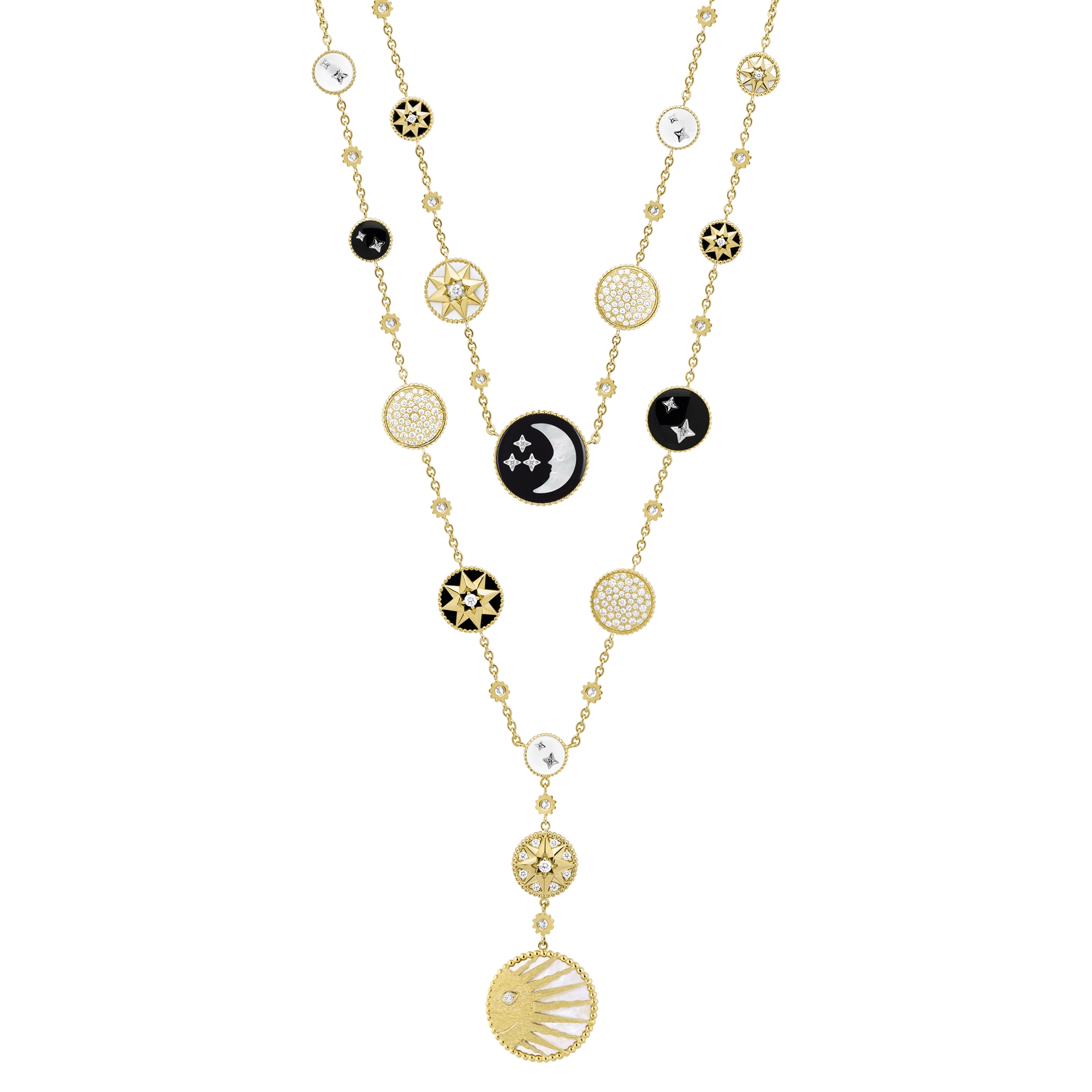 Rose Des Vents and Rose Céleste Long Necklace Yellow Gold, Platinum ...