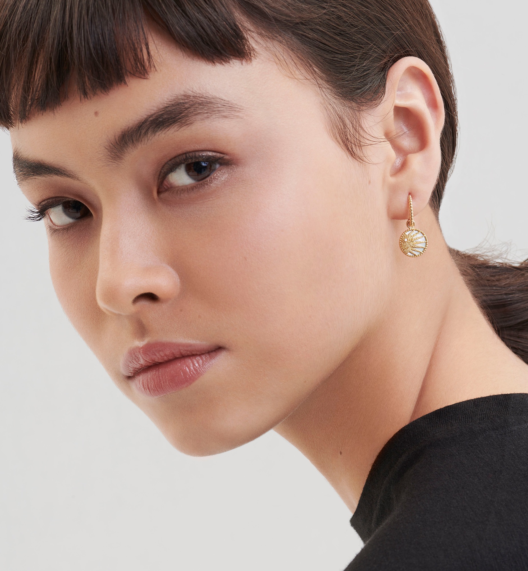 Rose Céleste Earrings Yellow and White Gold, Diamonds, Mother-of-Pearl and Onyx | DIOR