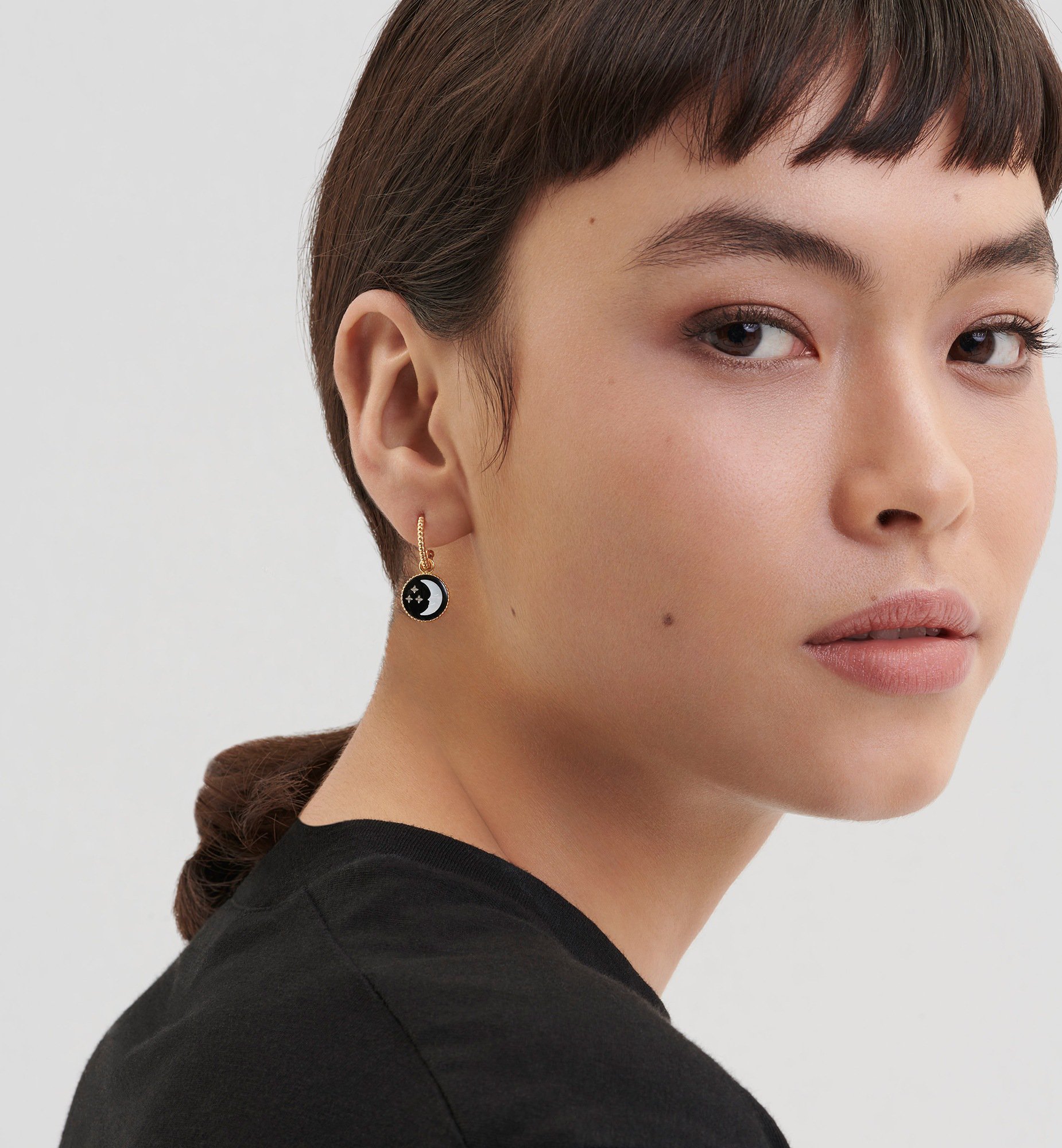 Rose Céleste Earrings Yellow and White Gold, Diamonds, Mother-of-Pearl and Onyx | DIOR