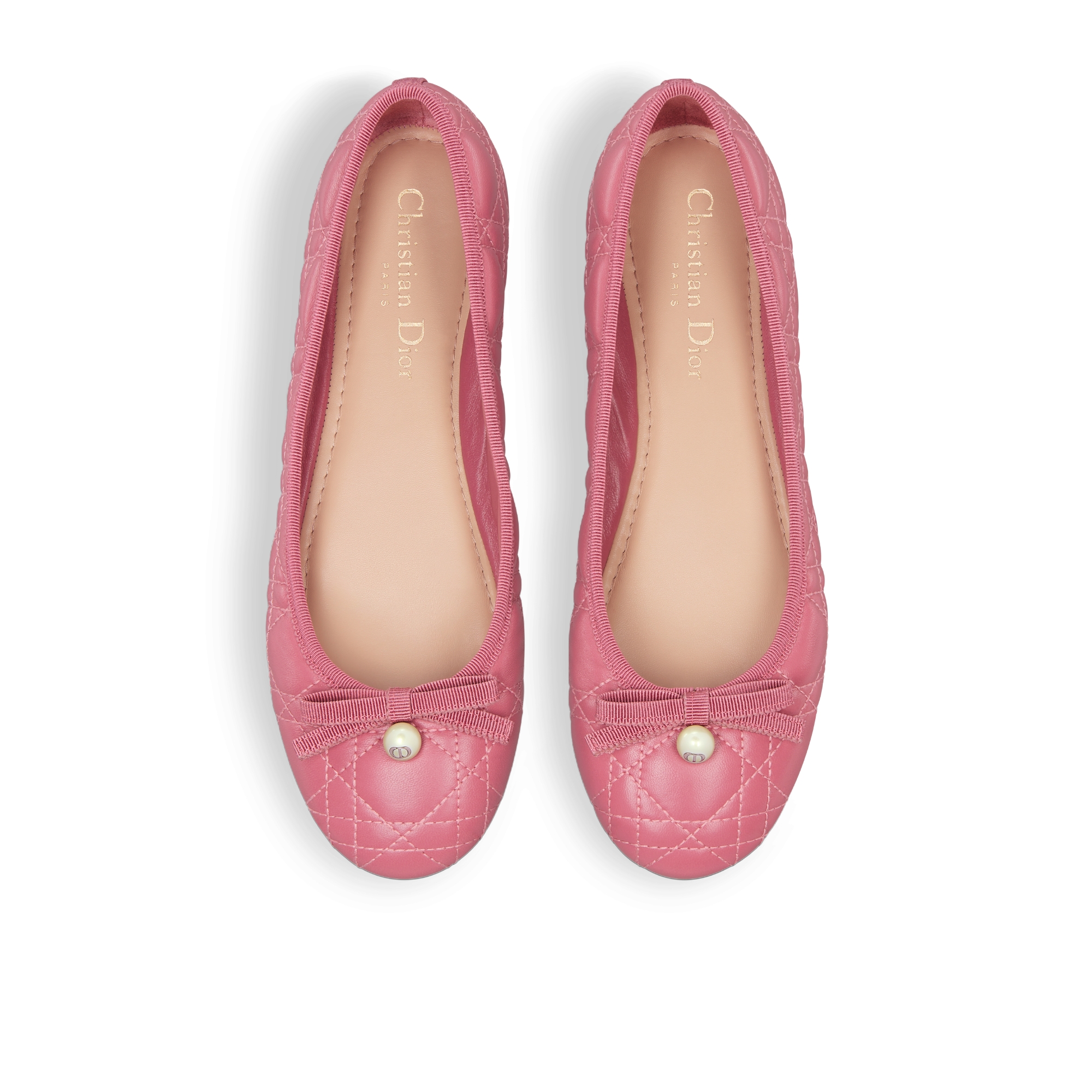 Ballerine Dior Ballet Cuir de veau matelassé à motif Cannage rose foncé ...