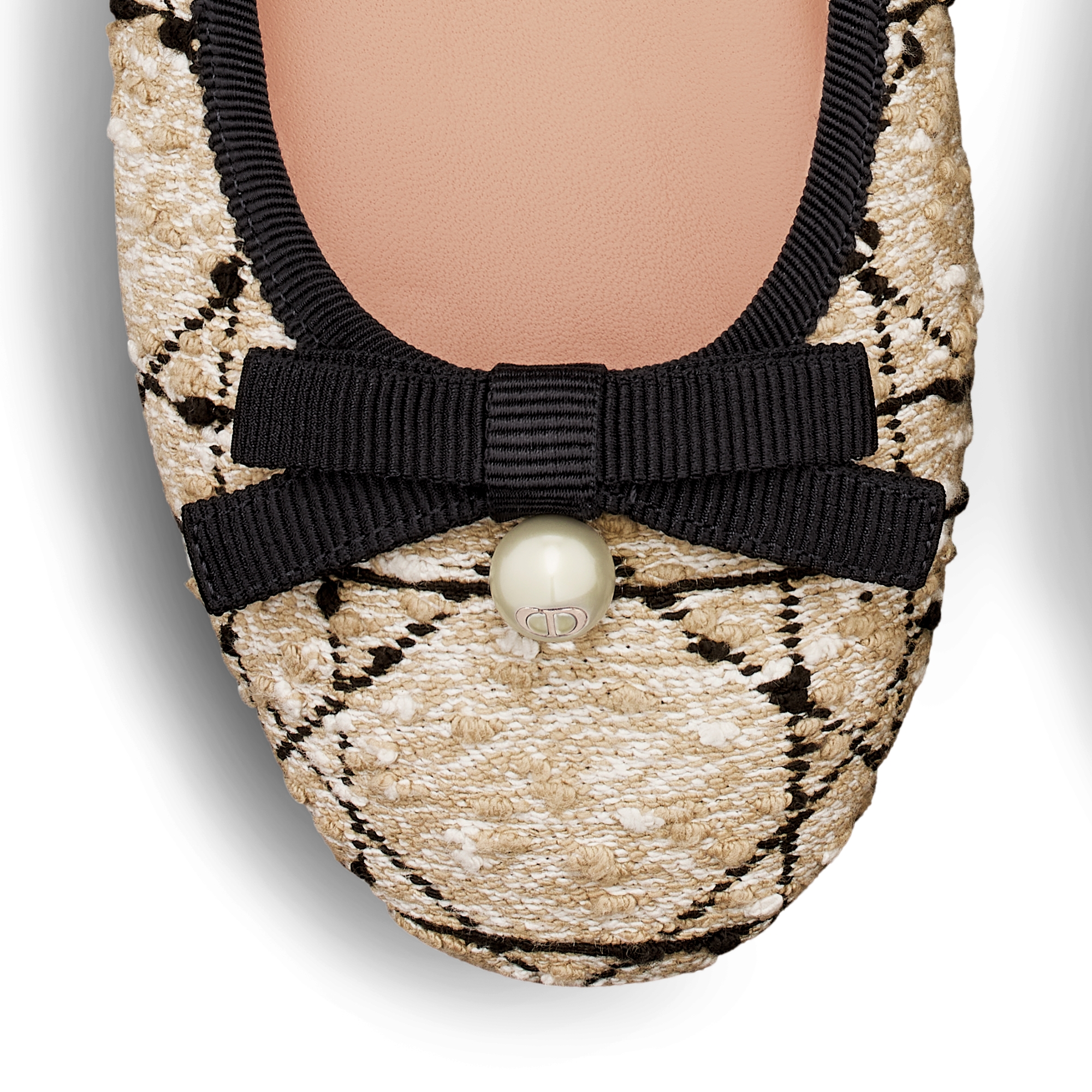 Dior Ballet Flat Beige and Black Cannage Tweed | DIOR