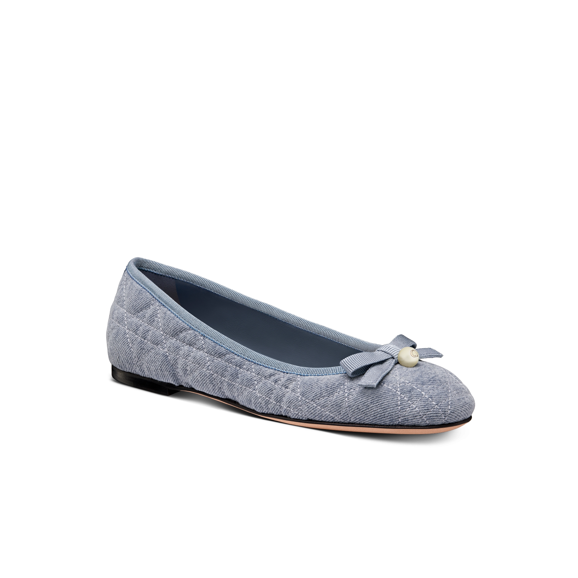 Dior Ballet-ballerina Blauw denim met Cannage-borduursel | DIOR