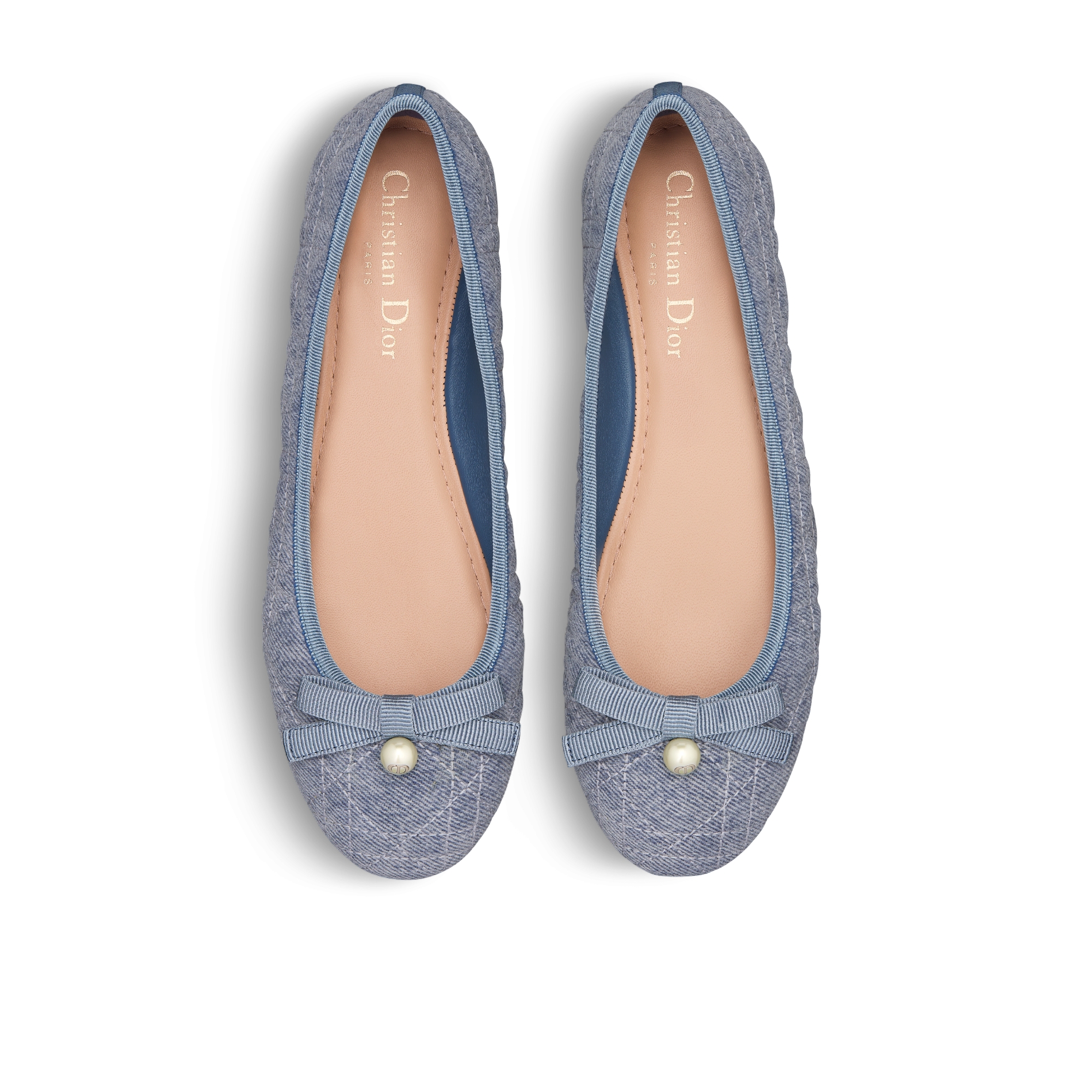 Dior Ballet Flat Blue Cannage Embroidered Denim | DIOR